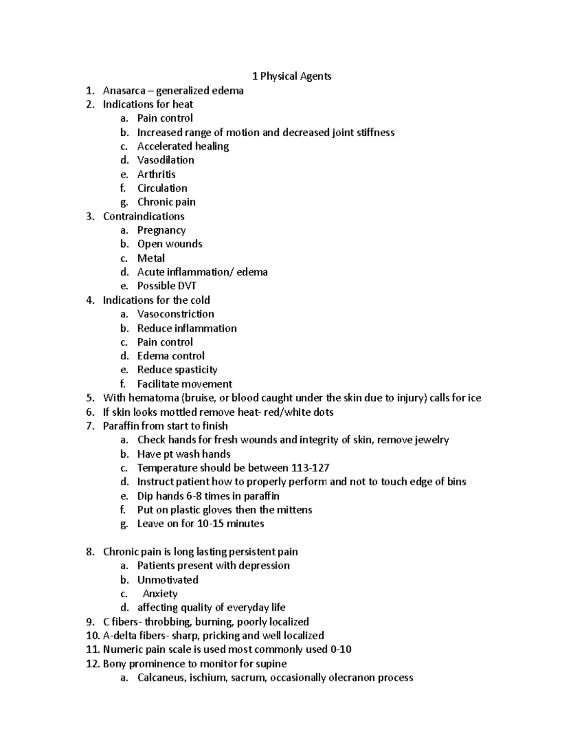 Physical Agents Exam 1: Key Concepts and Treatment Modalities - Studocu