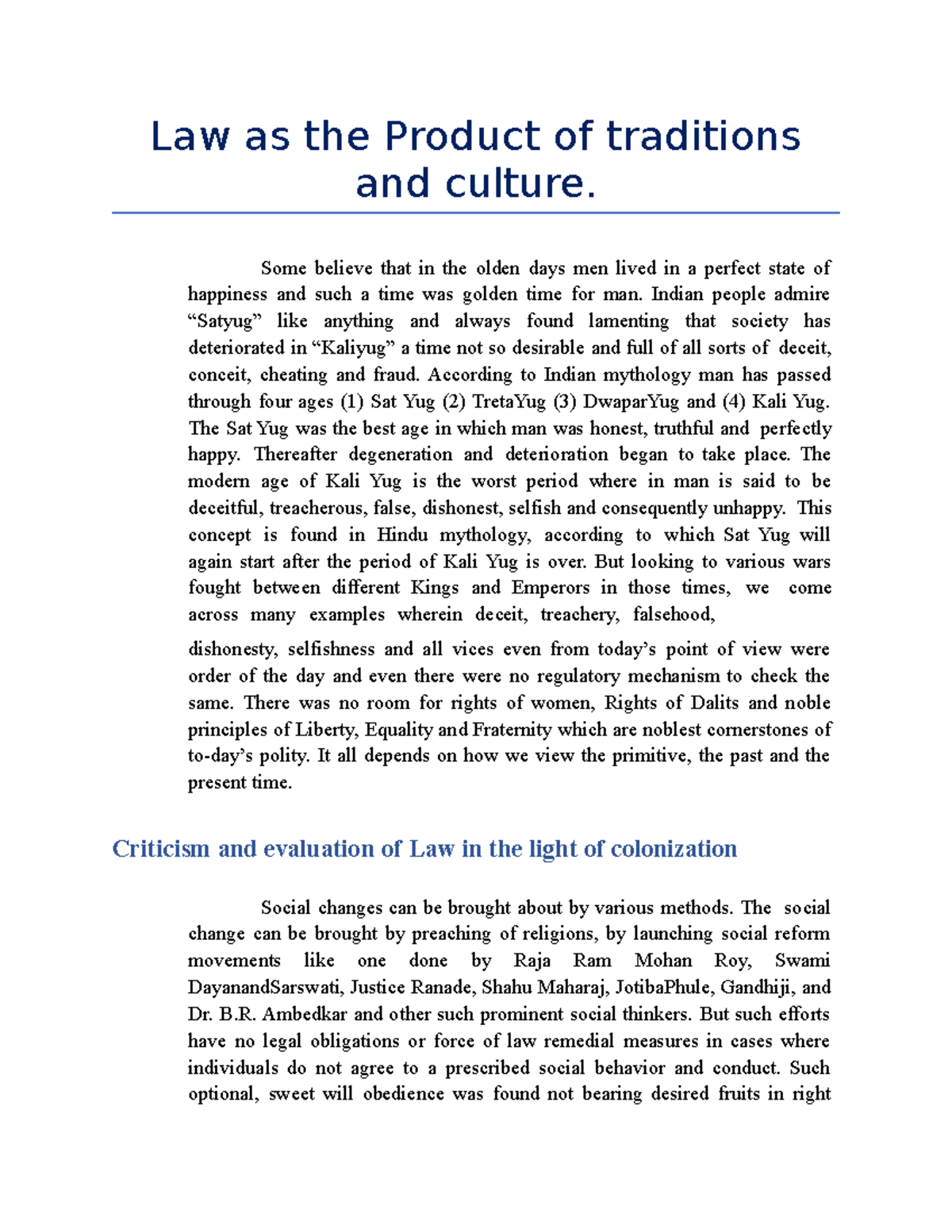 Law and Culture: Analyzing Tradition's Impact on Legal Systems - Studocu