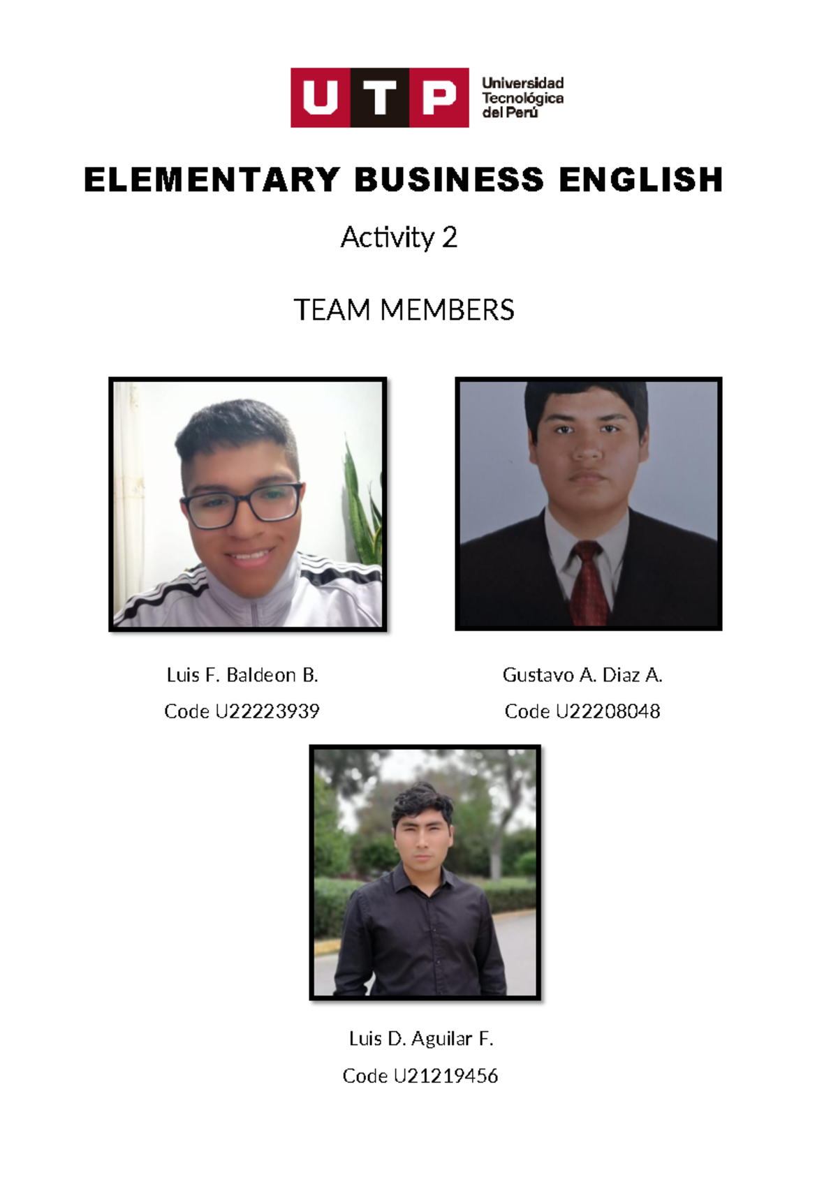 Elementary Business English: Activity 2 Team Members - Studocu