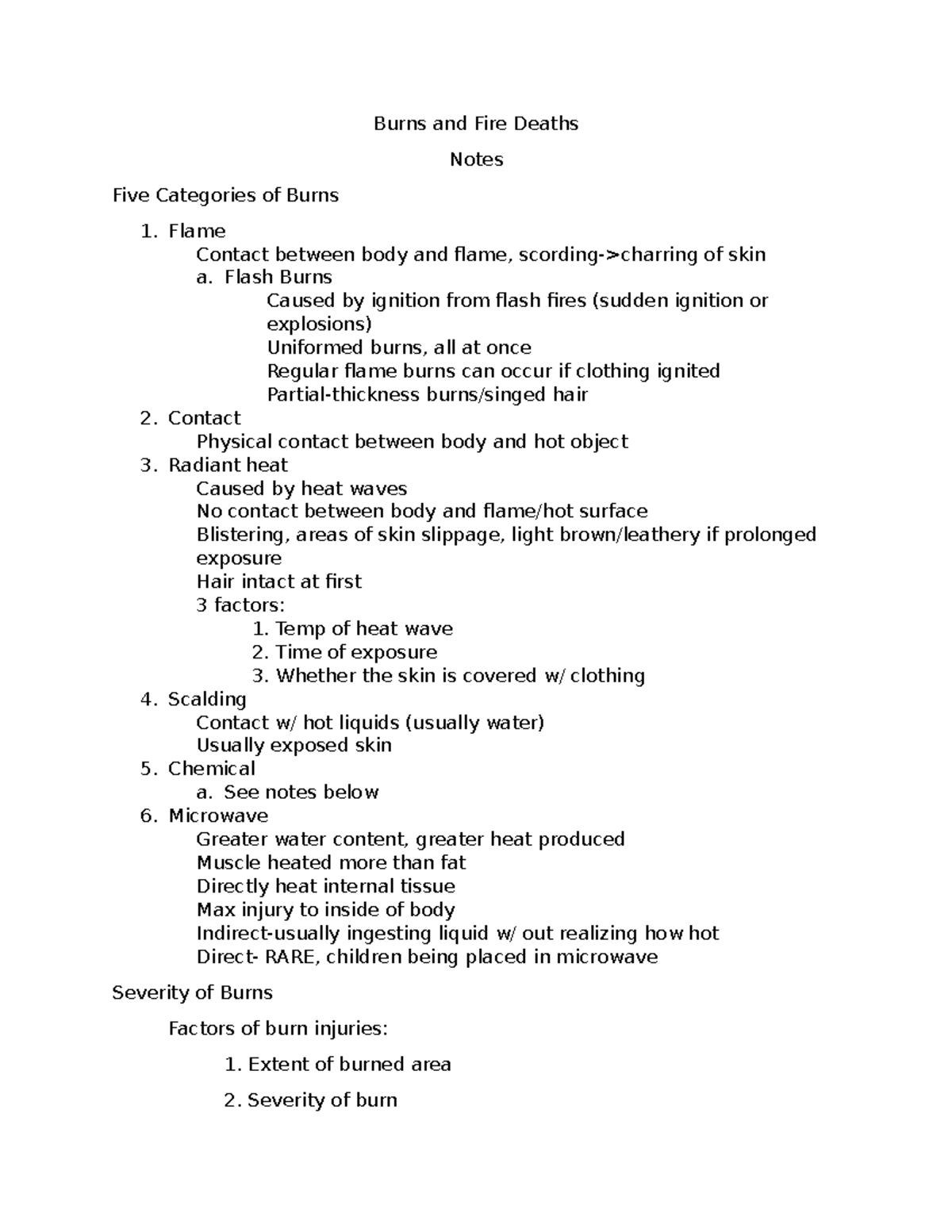 Forensic Pathology Study: Burns and Fire Deaths Overview - Studocu