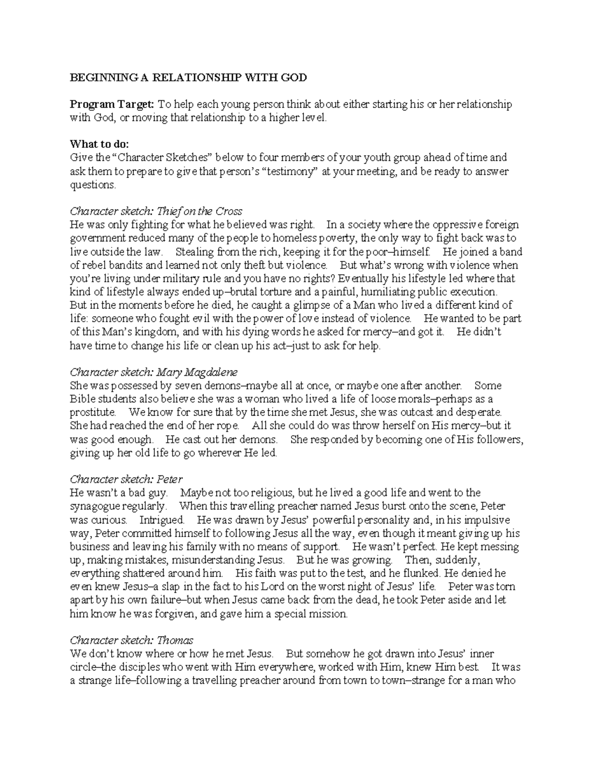 Beginning Relationship - BEGINNING A RELATIONSHIP WITH GOD Program ...