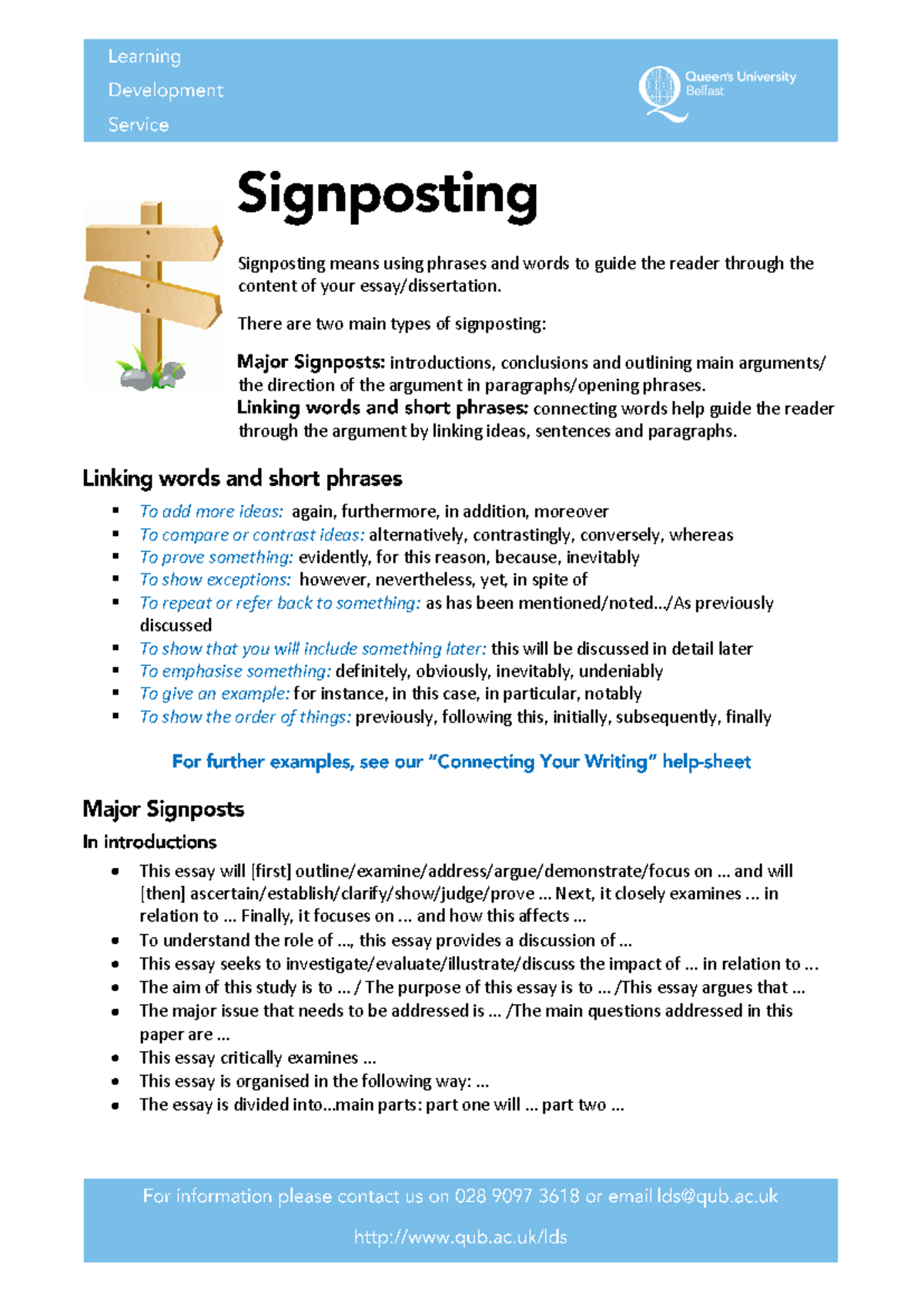 Signposting Techniques for Effective Essay Writing (ENG 101) - Studocu