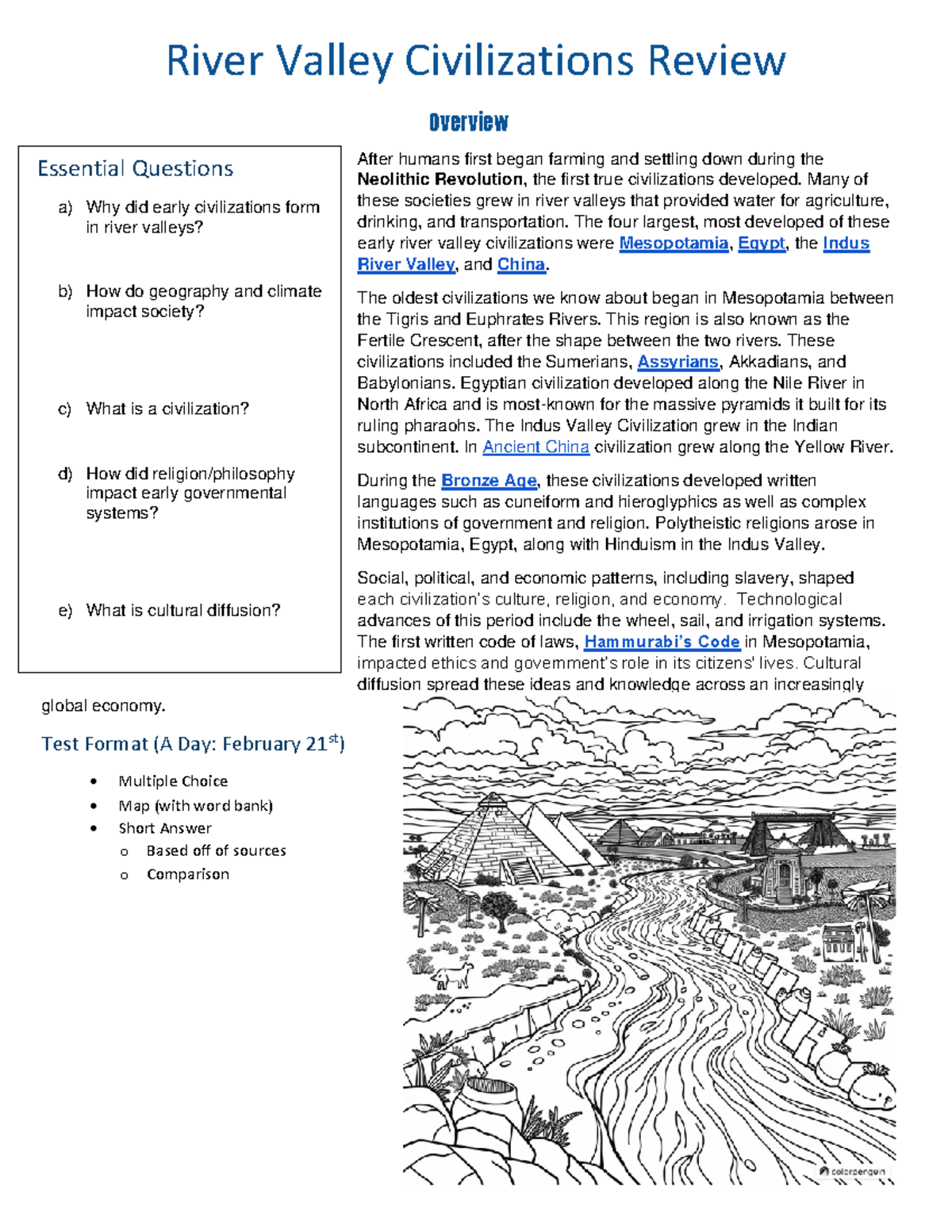 River Valley Study Guide - River Valley Civilizations Review Overview ...
