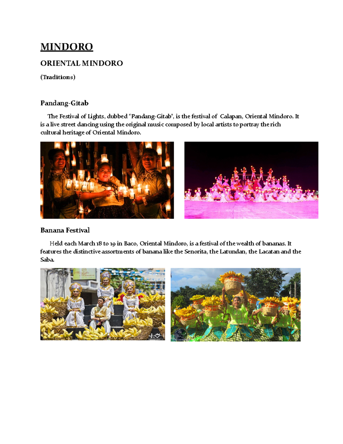 Cultures, Traditions, and Festivals in Region 4B - Mimaropa (PHIL ...