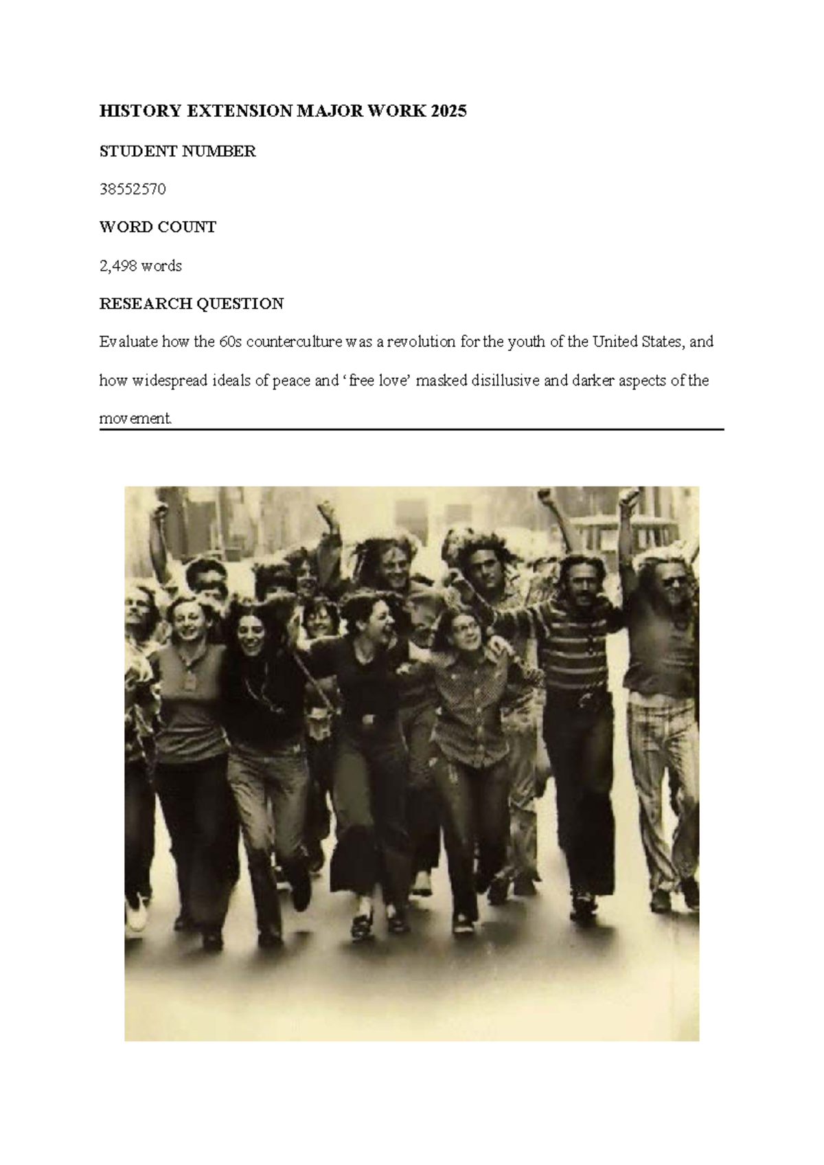 HISTORY EXTENSION MAJOR WORK: The 60s Counterculture Revolution - Studocu
