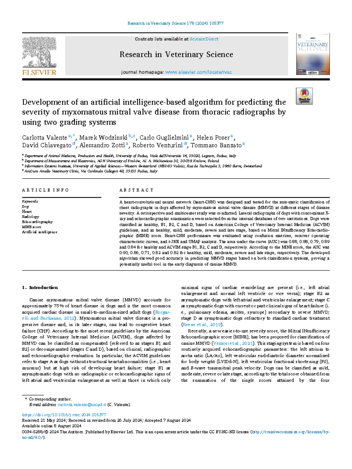 Development of an AI Algorithm for Predicting MMVD Severity from ...