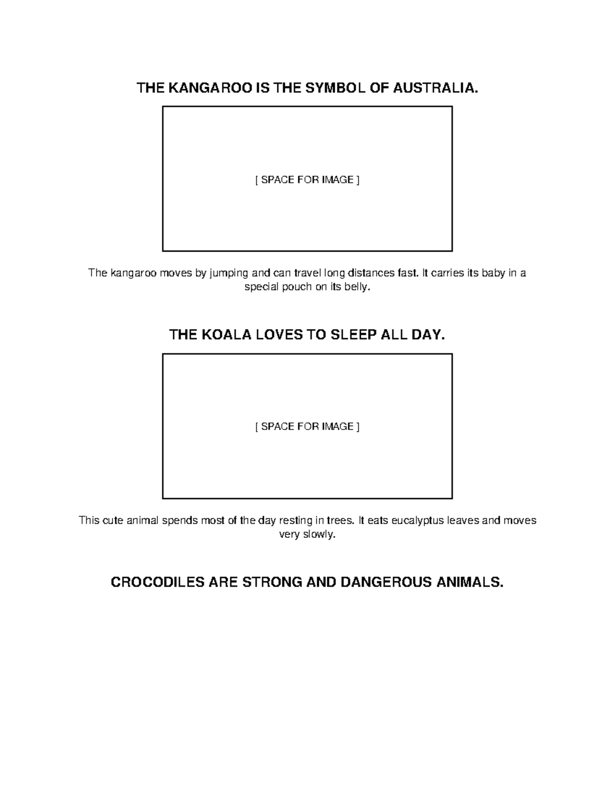 Australian Animals: Fun Facts and Blank Images - Studocu