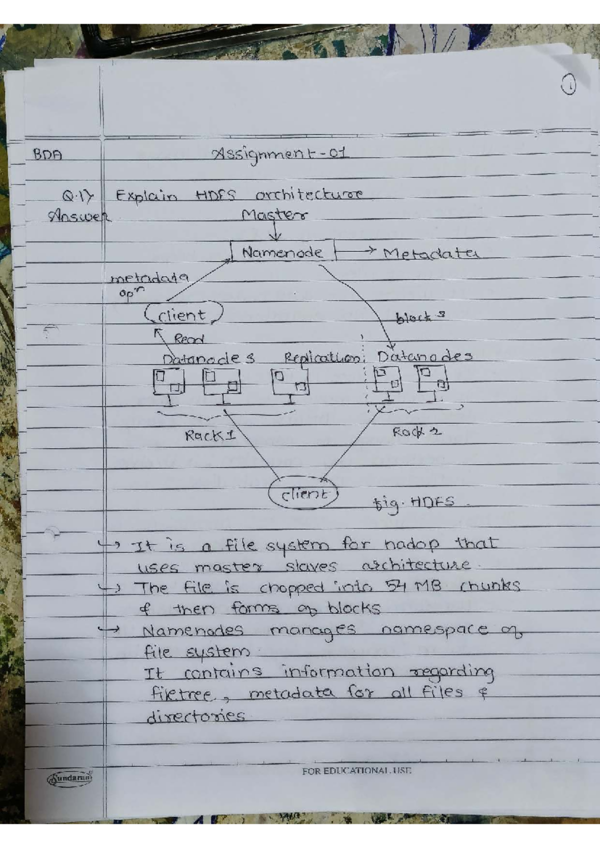 BDA - Assignment: HDFS Architecture and MapReduce Explained - Studocu
