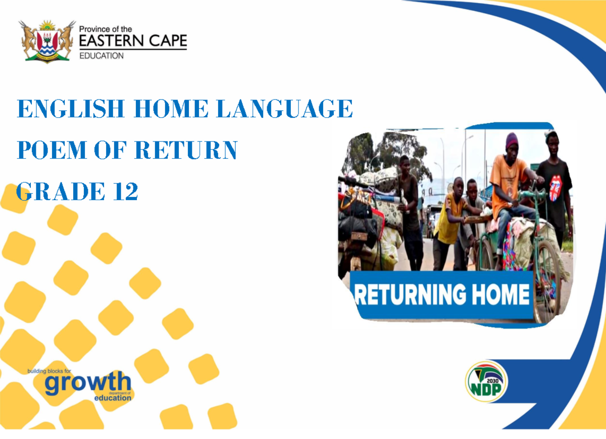 EHL Grade 12 Poetry Analysis: "Poem of Return" Insights - Studocu