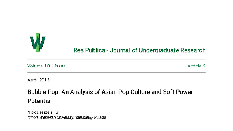 Bubble Pop: Analyzing Asian Pop Culture & Soft Power Potential - Studocu