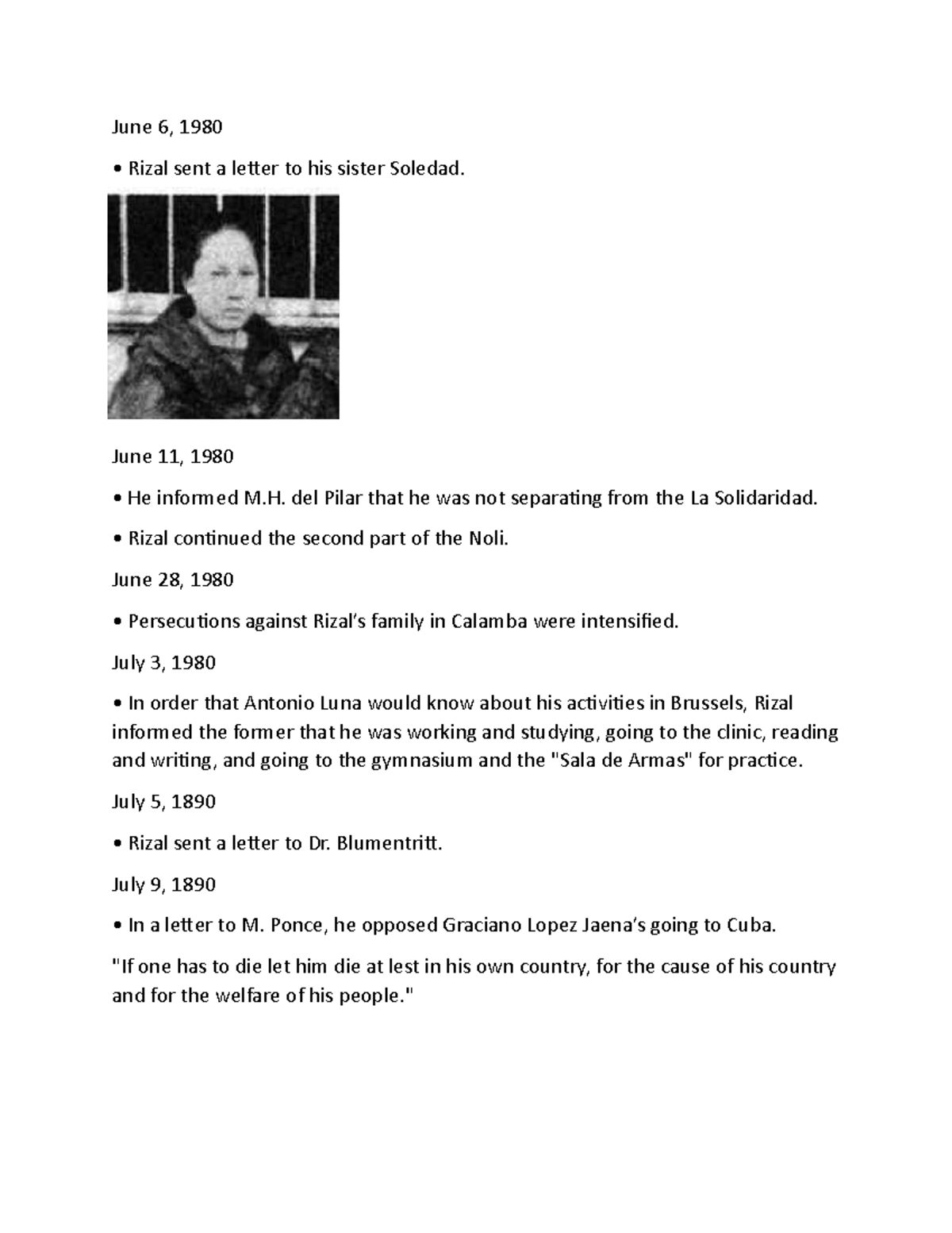 Rizal's Activities and Correspondence in Brussels (1890) - Studocu