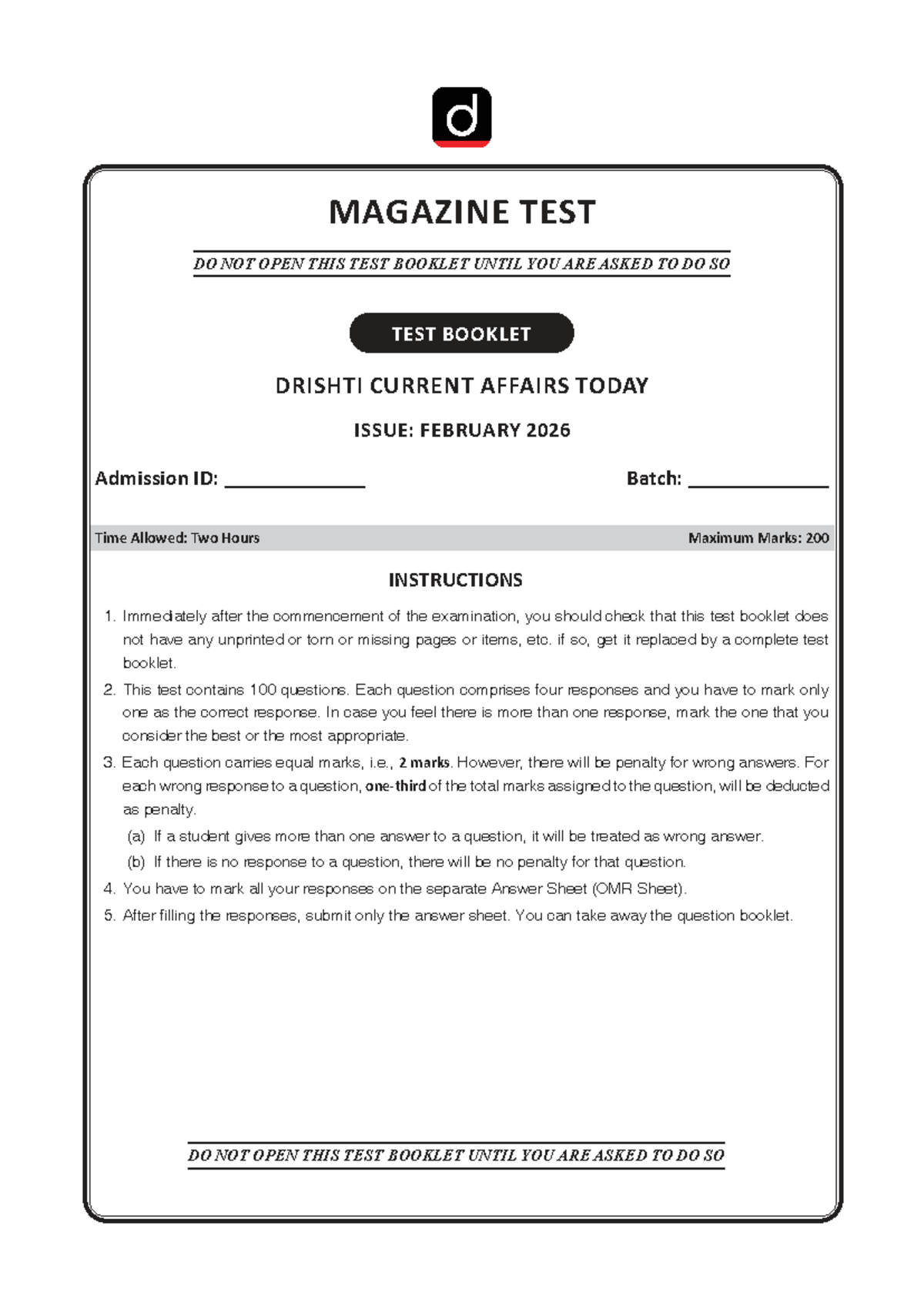 GENERAL STUDIES PRELIMS TEST 2026 - CURRENT AFFAIRS & ANALYSIS - Studocu