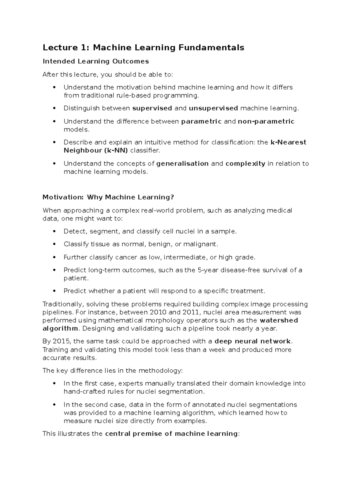 Lecture 1: ML Fundamentals - Supervised vs. Unsupervised Learning ...