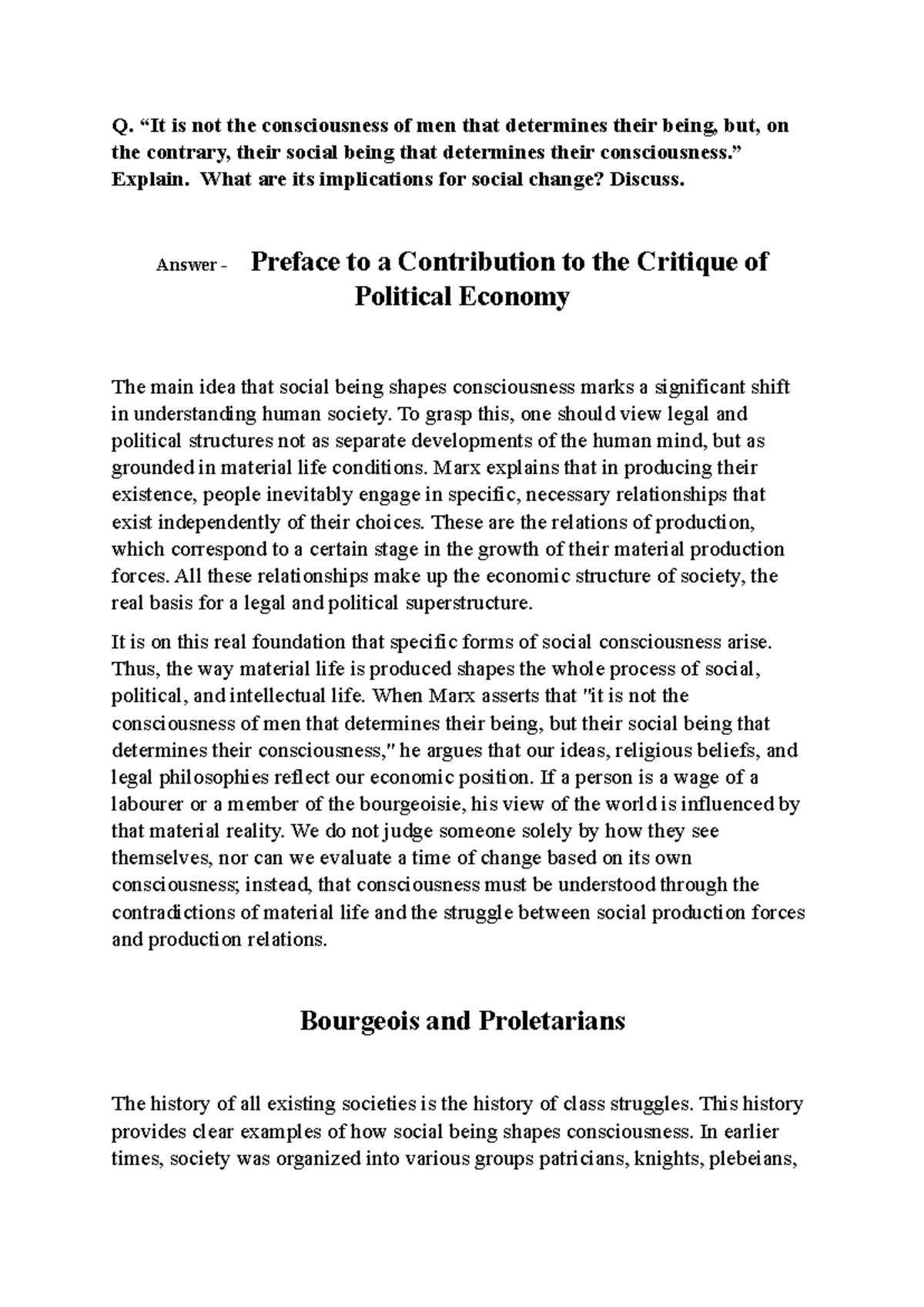 Sociological Perspectives: Marx's Theory of Social Being and ...