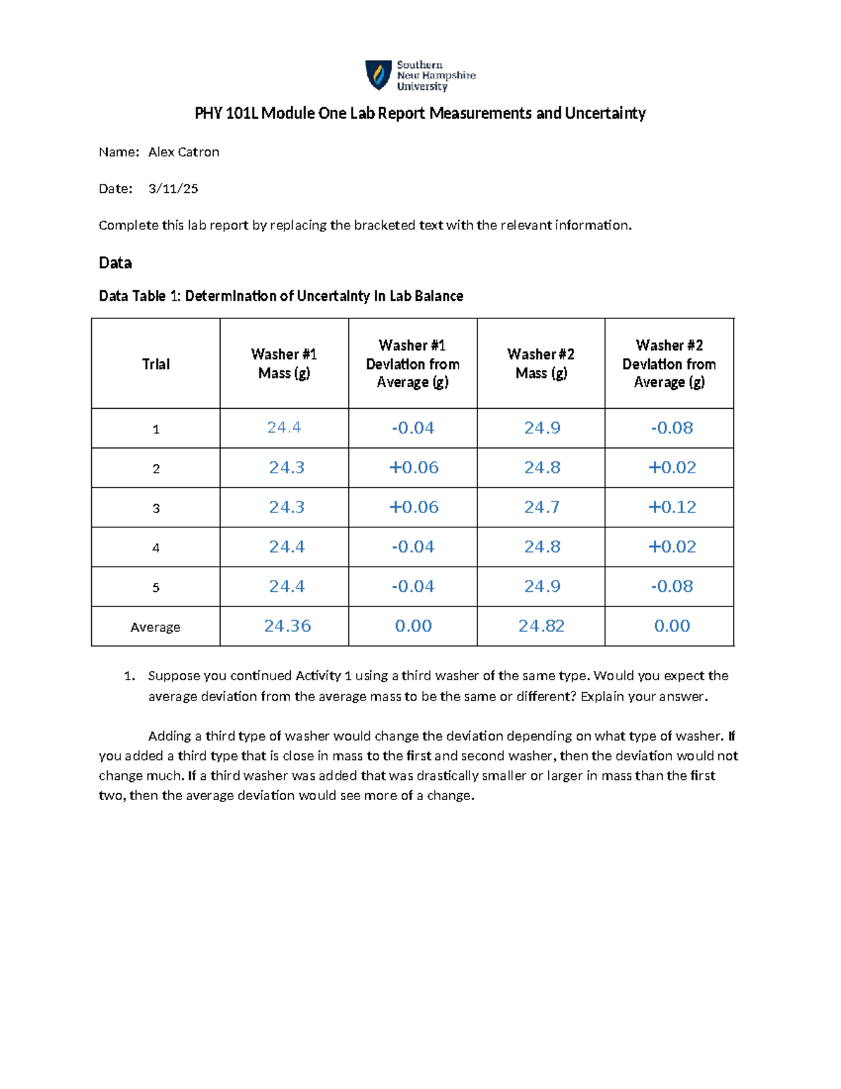 PHY 101L Module One Lab Report: Measurements and Uncertainty Analysis - Studocu