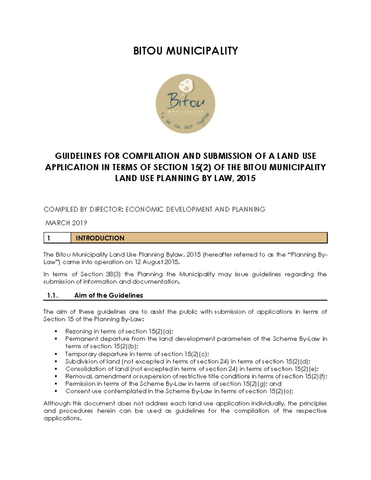 BITOU MUNICIPALITY GUIDELINES FOR LAND USE APPLICATIONS SUBMISSION ...
