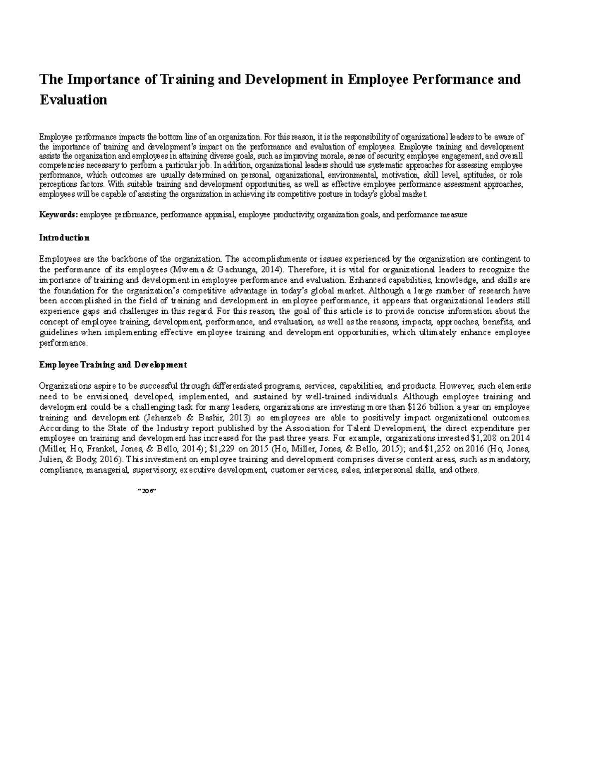 The Importance of Training and Development in Employee Performance and ...