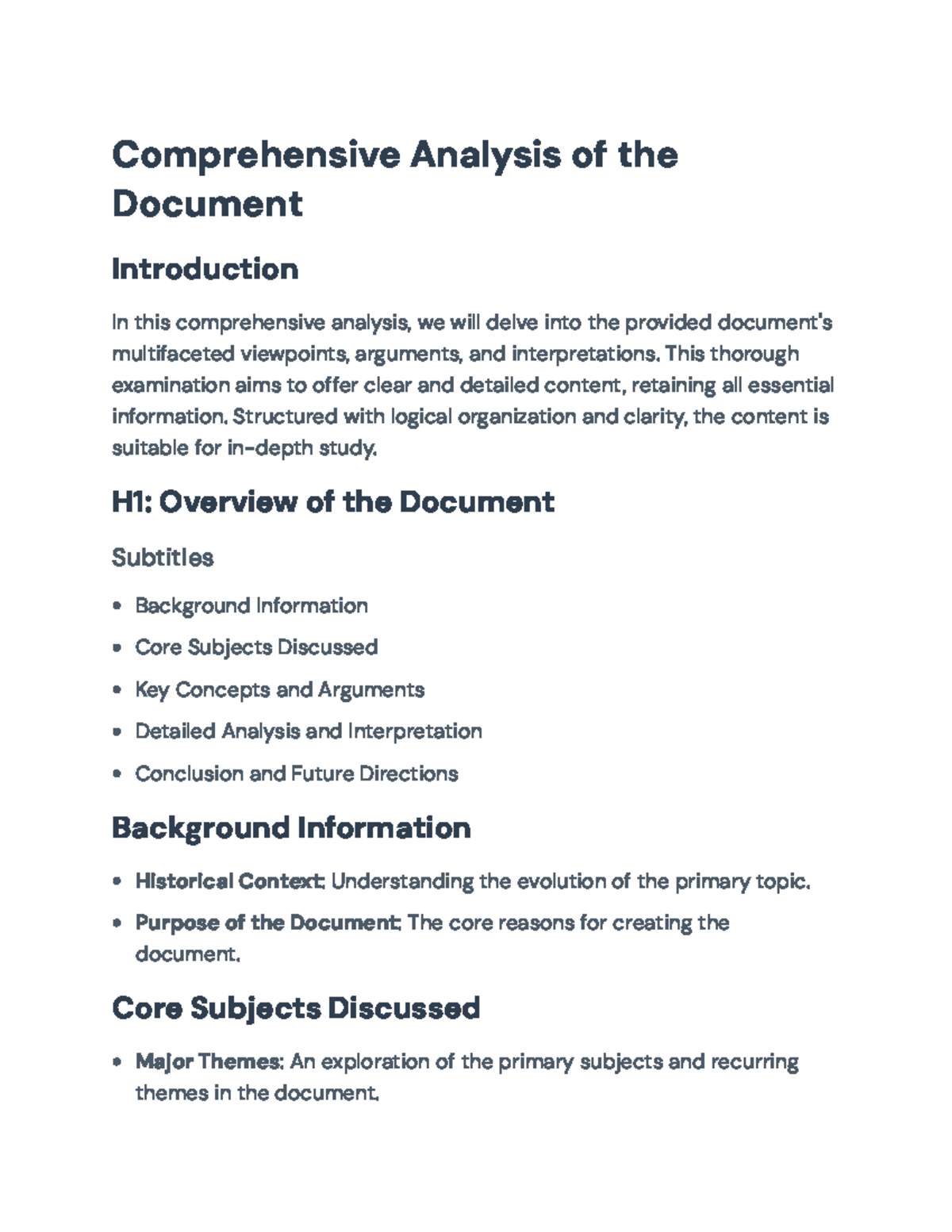 Comprehensive Analysis of Document Content and Concepts - Comprehensive ...
