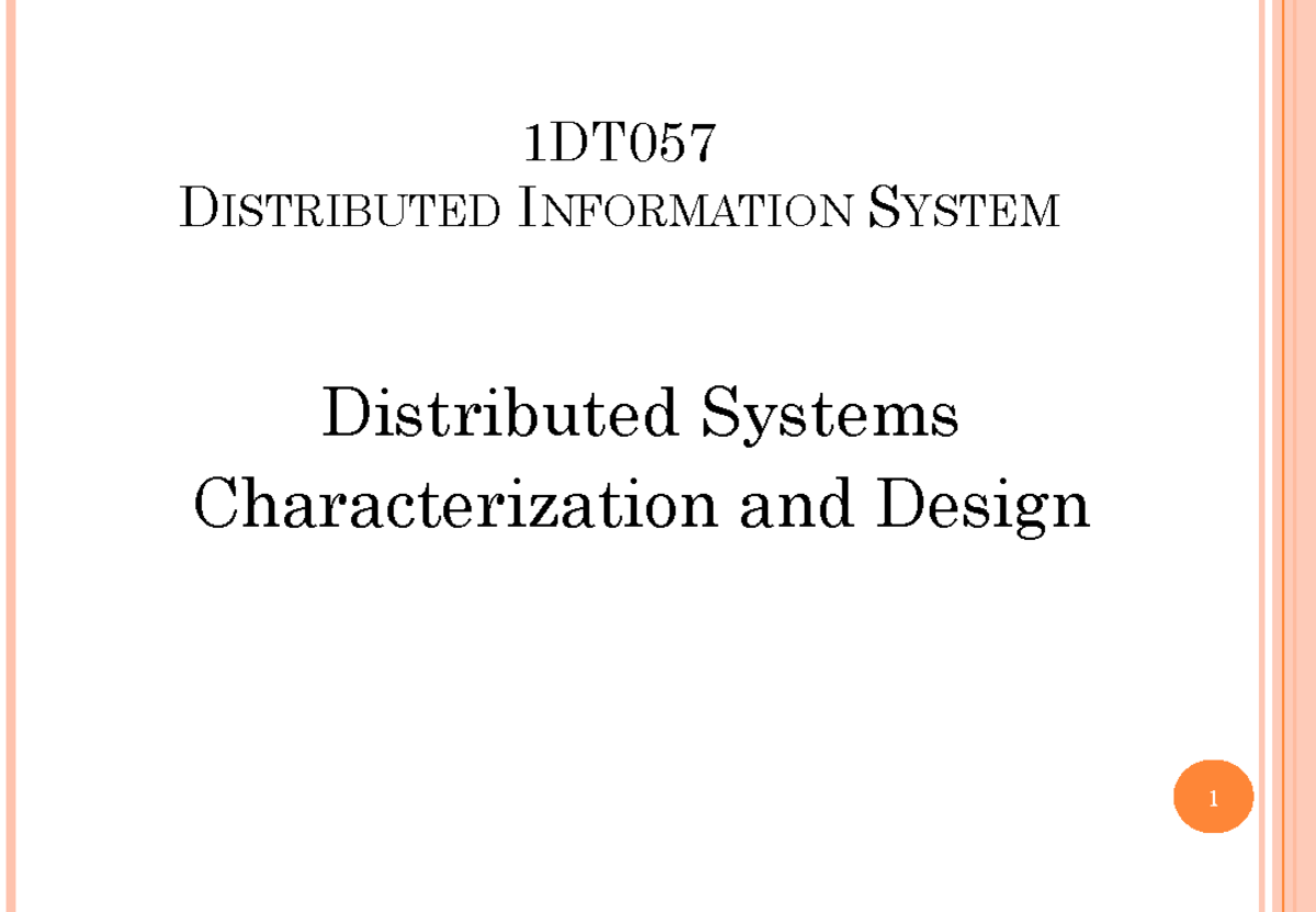 Introduction to Distributed Systems - 1DT Lecture Notes - Studocu