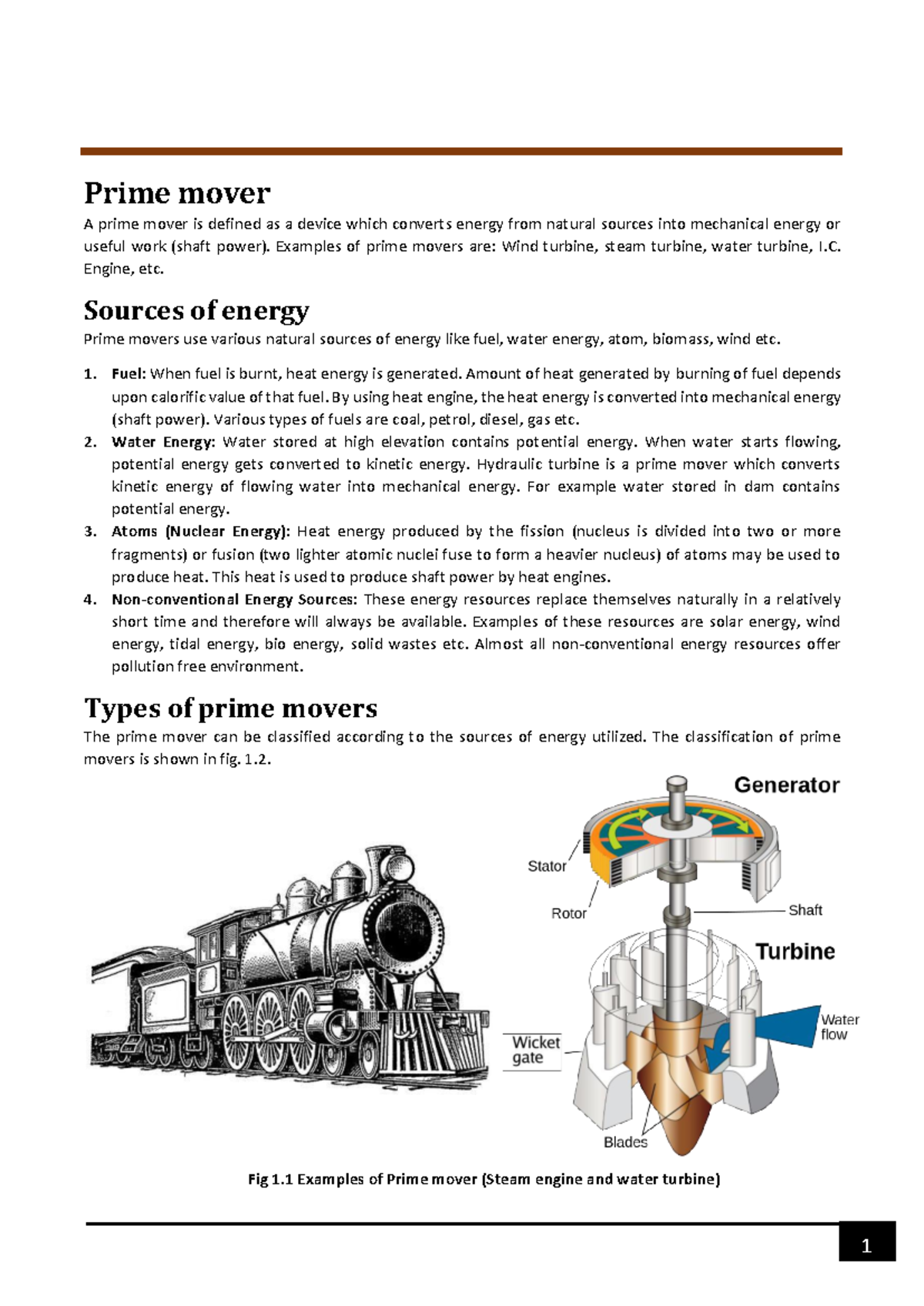 BME 101 Lecture Notes: Prime Movers and Energy Concepts - Studocu