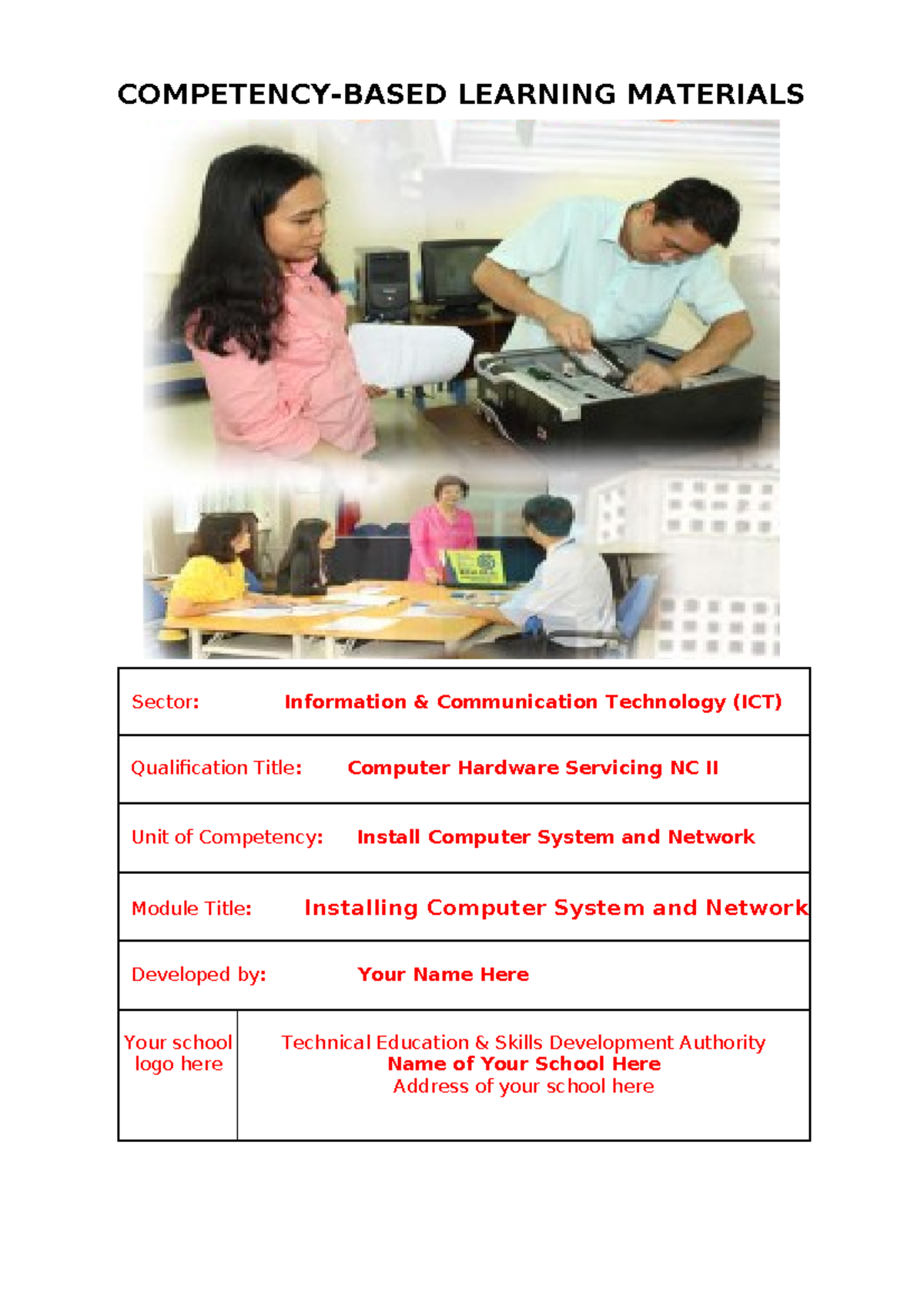 CBLM - Computer Hardware Servicing NC II Module Guide - Studocu