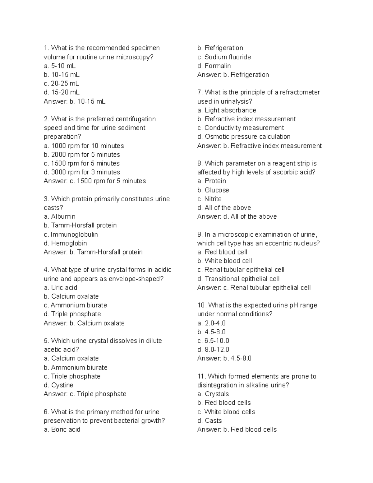 Midterm LAB practicals for urine microscopy and analysis (1731908515621) - Studocu
