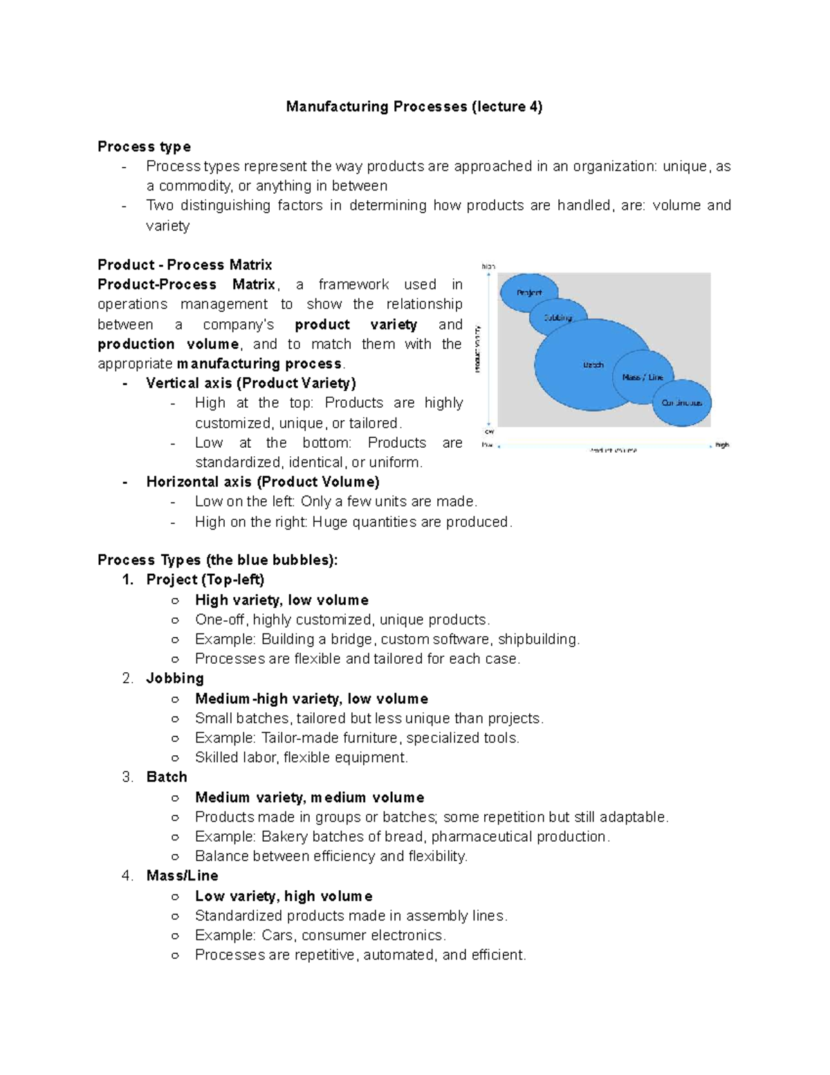 Manufacturing Processes (Lecture 4) - Product Process Matrix Analysis ...