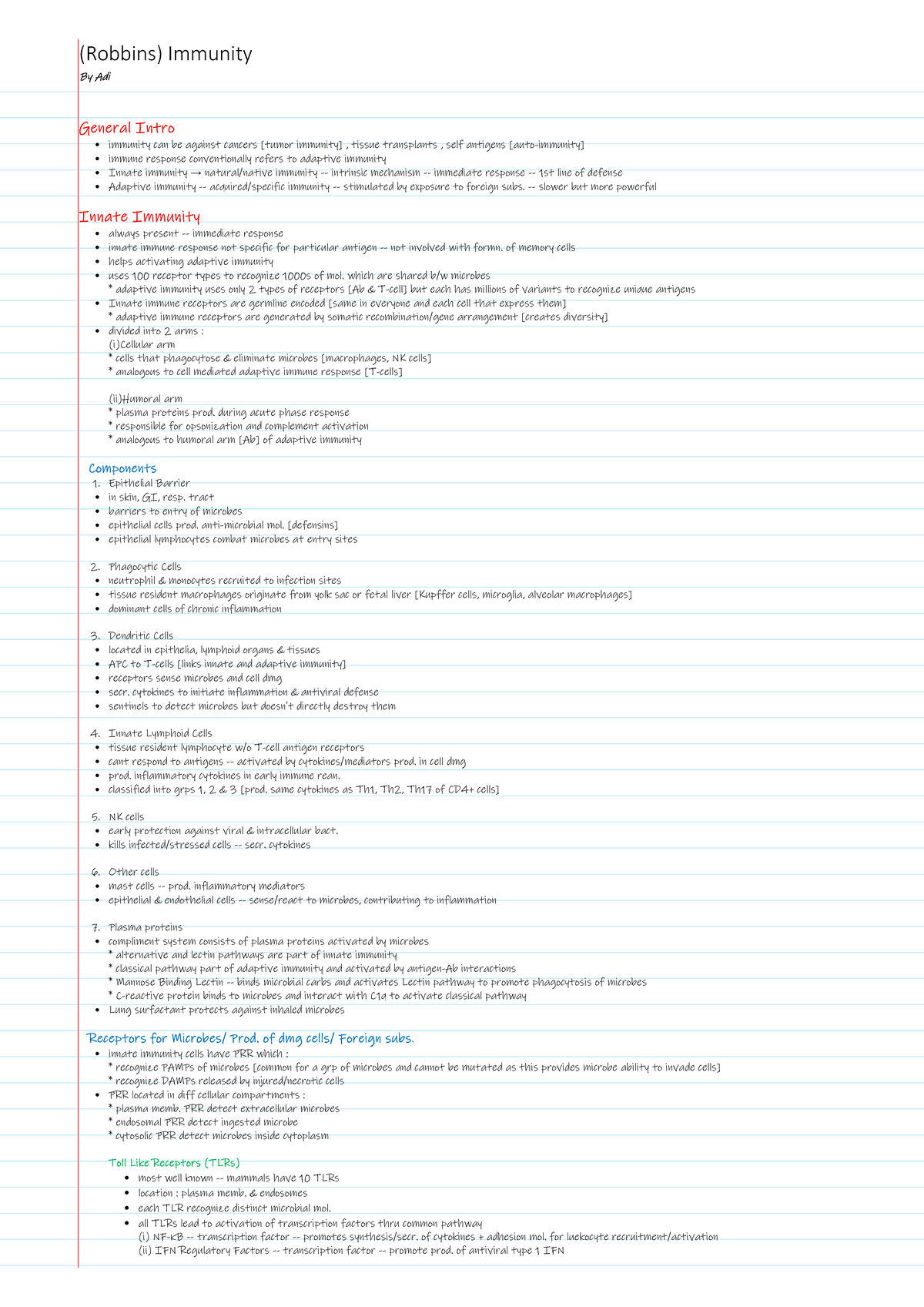 Immunity Overview: Key Concepts from Robbins (Incomplete) - Studocu