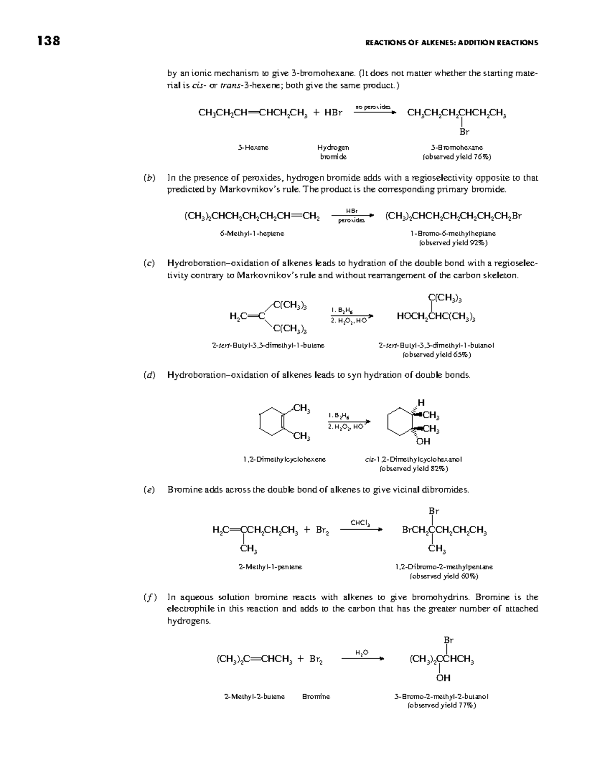 Organic Chemistry 4th Ed: Alkenes Addition Reactions (138) - Studocu