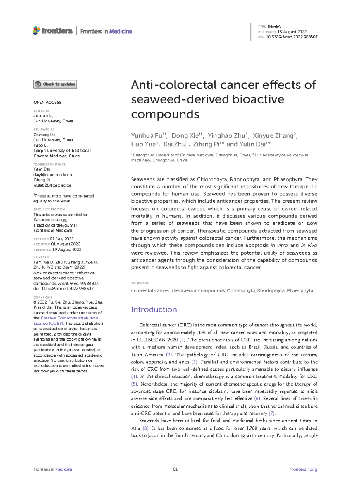 Fmed-09: Anticancer Effects of Seaweed Bioactive Compounds on ...