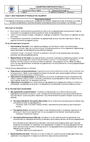 Grade 12 Module: Aralin 9 sa Pagsulat ng Posisyong Papel - Studocu