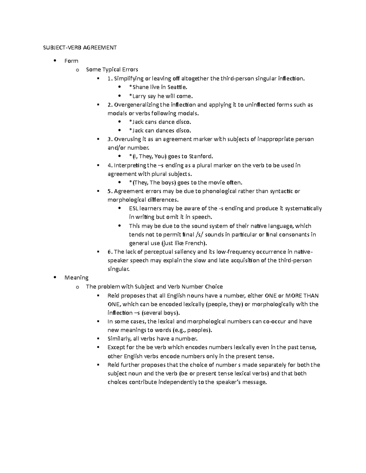 Subject-Verb Agreement: Common Errors & Meaning Explanation - Studocu