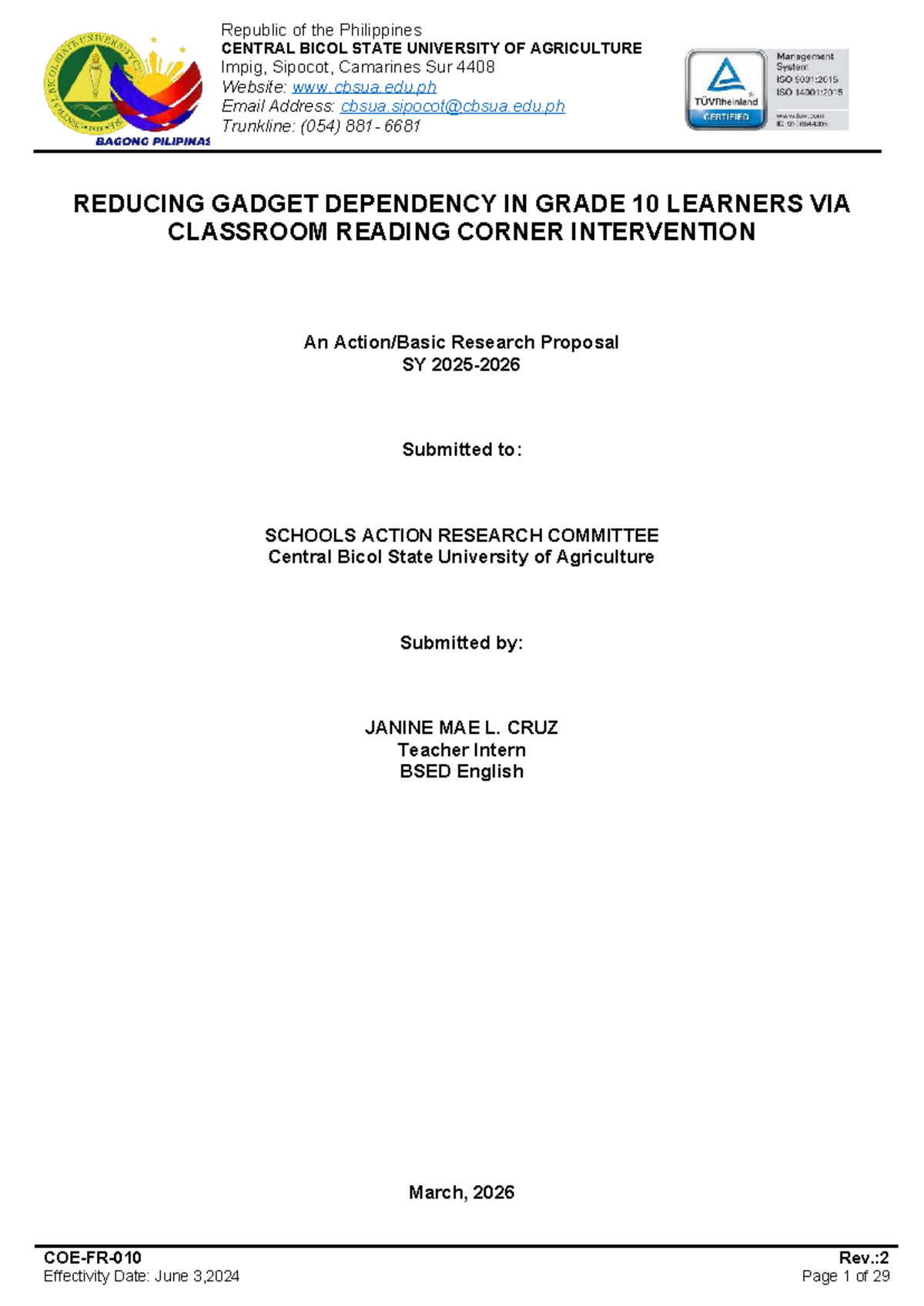 Reducing Gadget Dependency in Grade 10: A Classroom Reading Corner ...