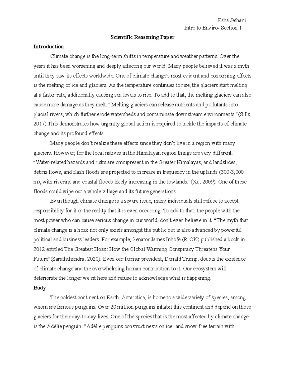 Scientific Reasoning Paper - Intro to Enviro- Section 1 Scientific ...
