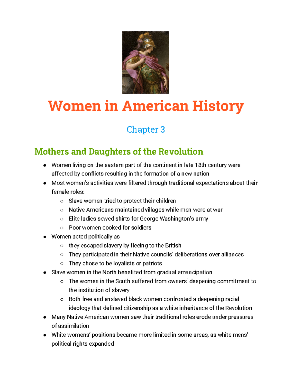 Women in USA History (HIST 101) - Lecture Notes Ch 3: Mothers ...