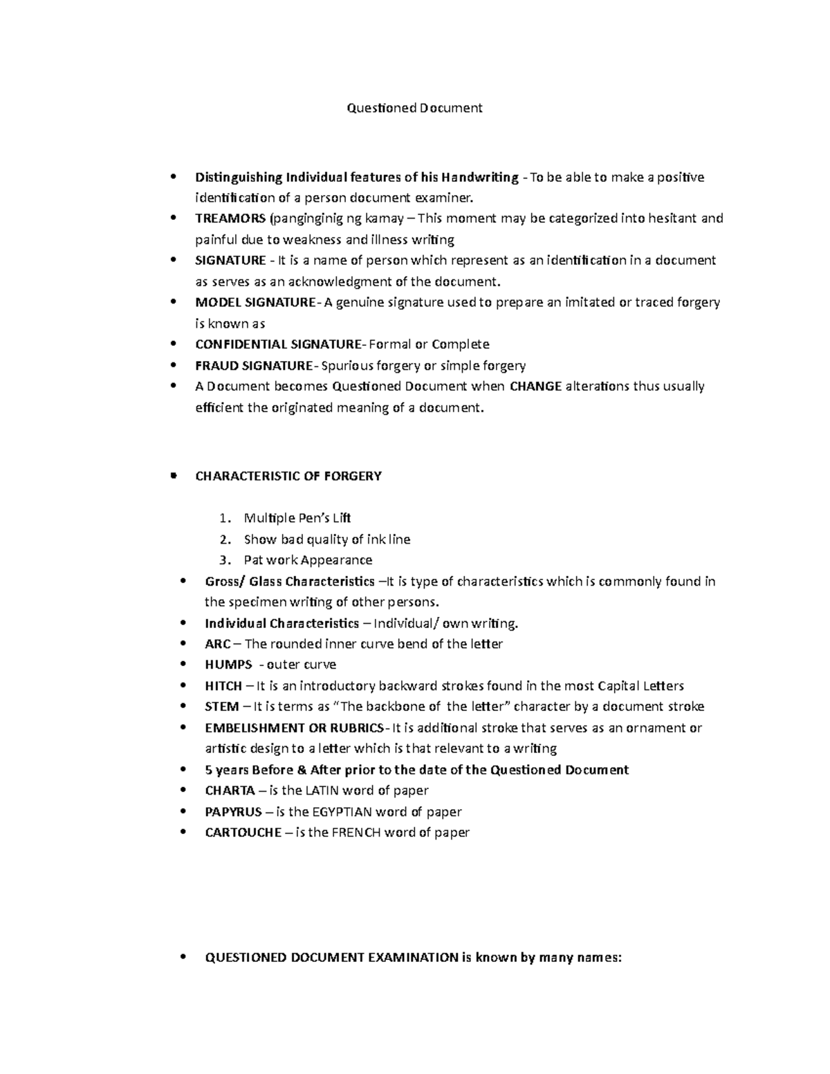 Questioned Document Examination: Key Features and Analysis Insights ...