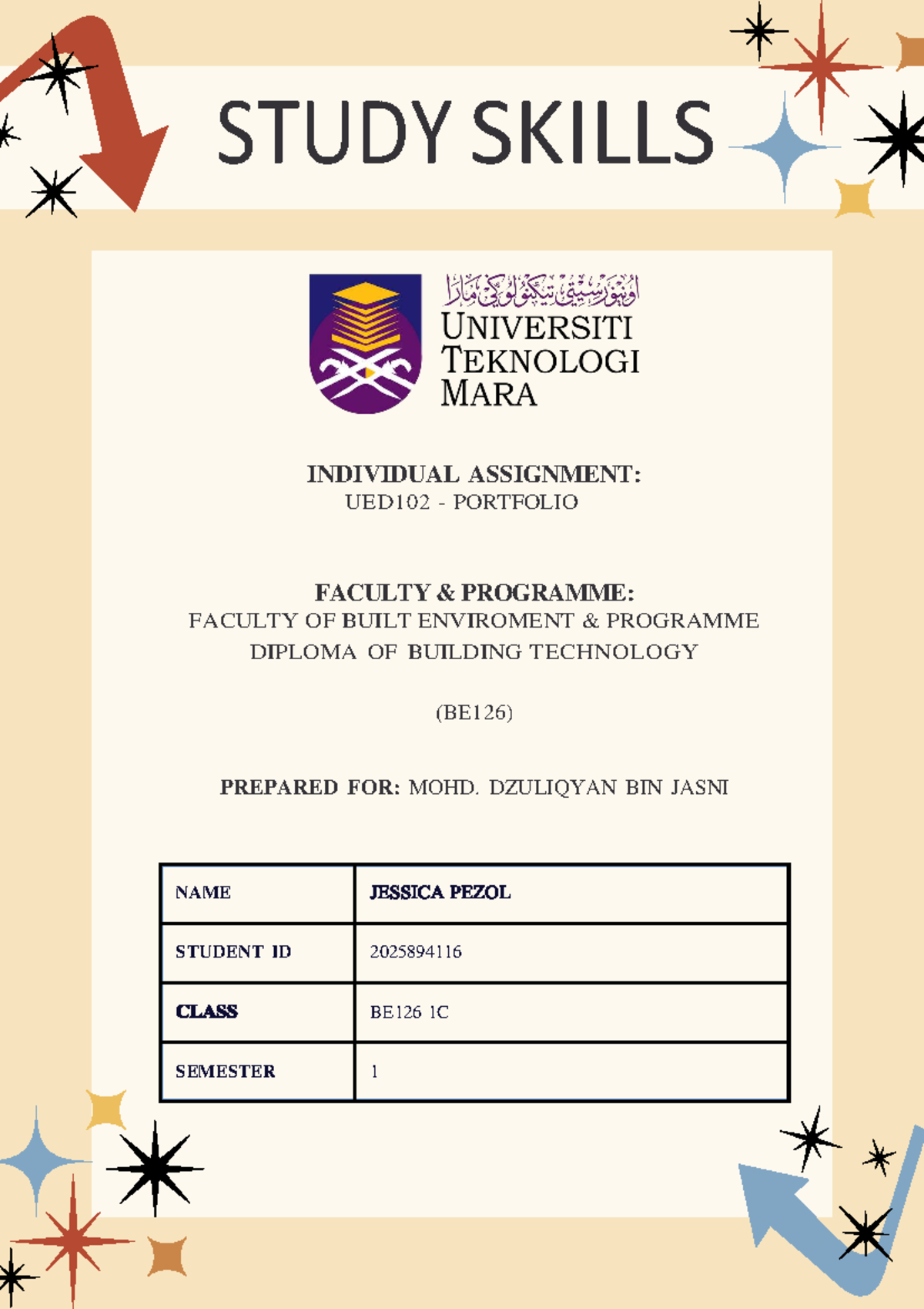UED102 Study Skills Portfolio: Building Technology (BE126) - Studocu