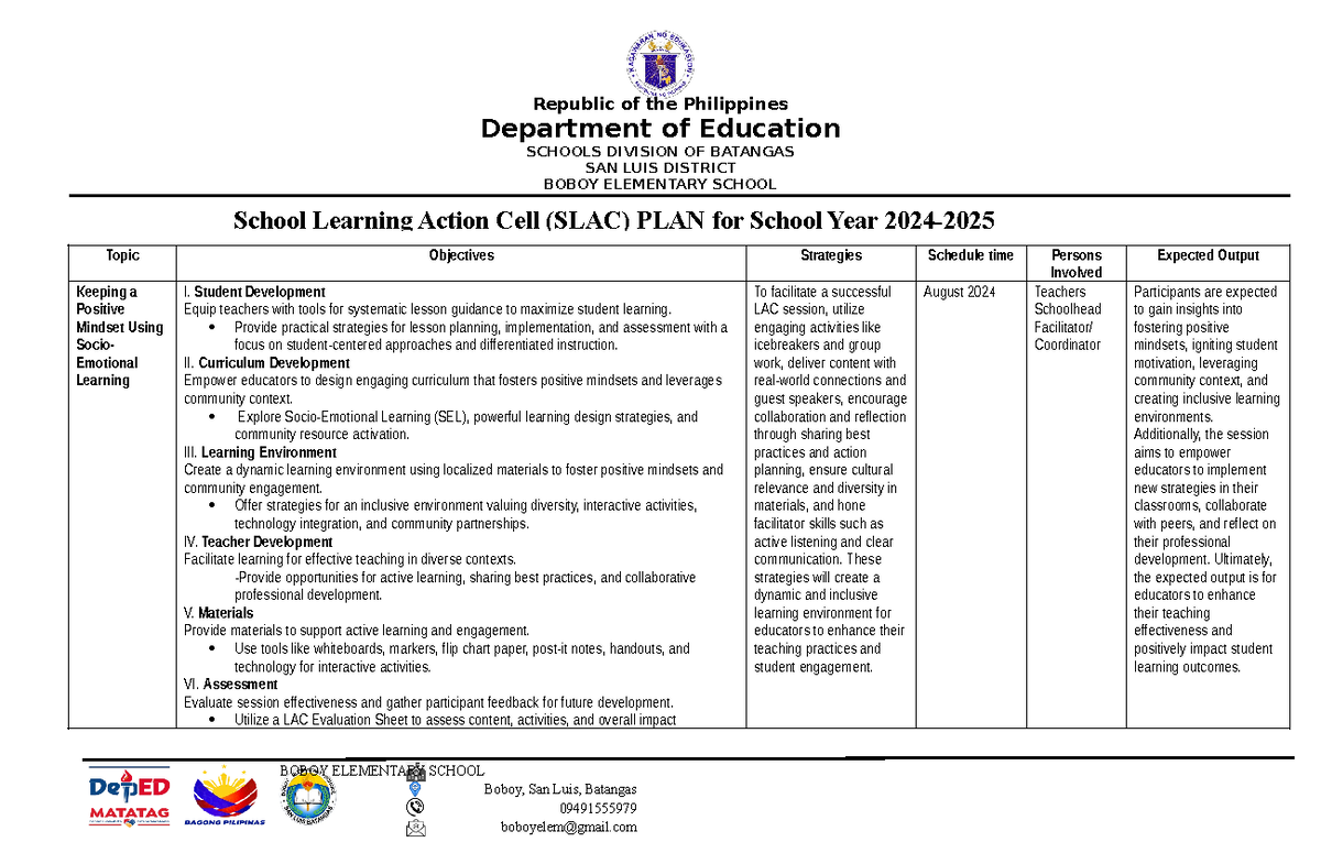 SLAC-PLan Lac Session - Republic of the Philippines Department of ...