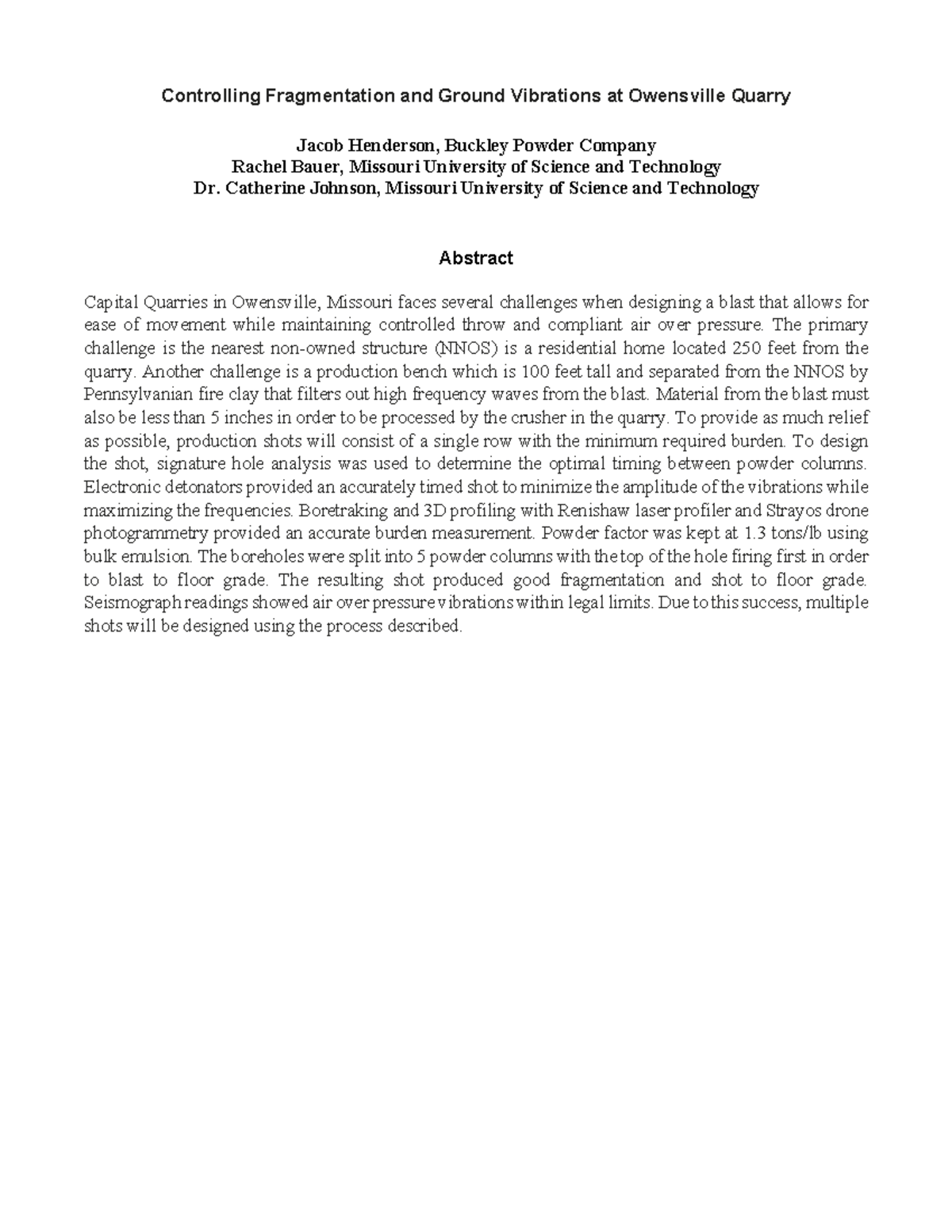 Optimizing Blast Design for Fragmentation & Vibration Control at ...