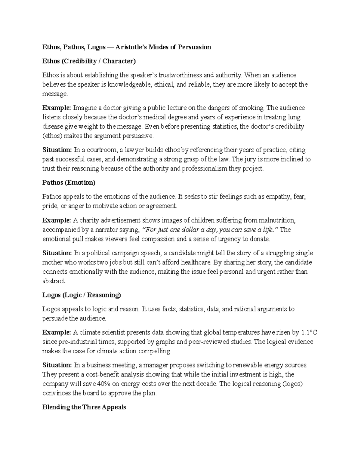 Ethos, Pathos, Logos: Modes of Persuasion Explained - Studocu
