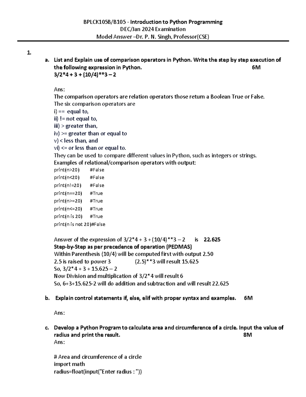 BPLCK105B/B105 - Python Programming Model Answers for DEC/Jan 2024 Exam ...