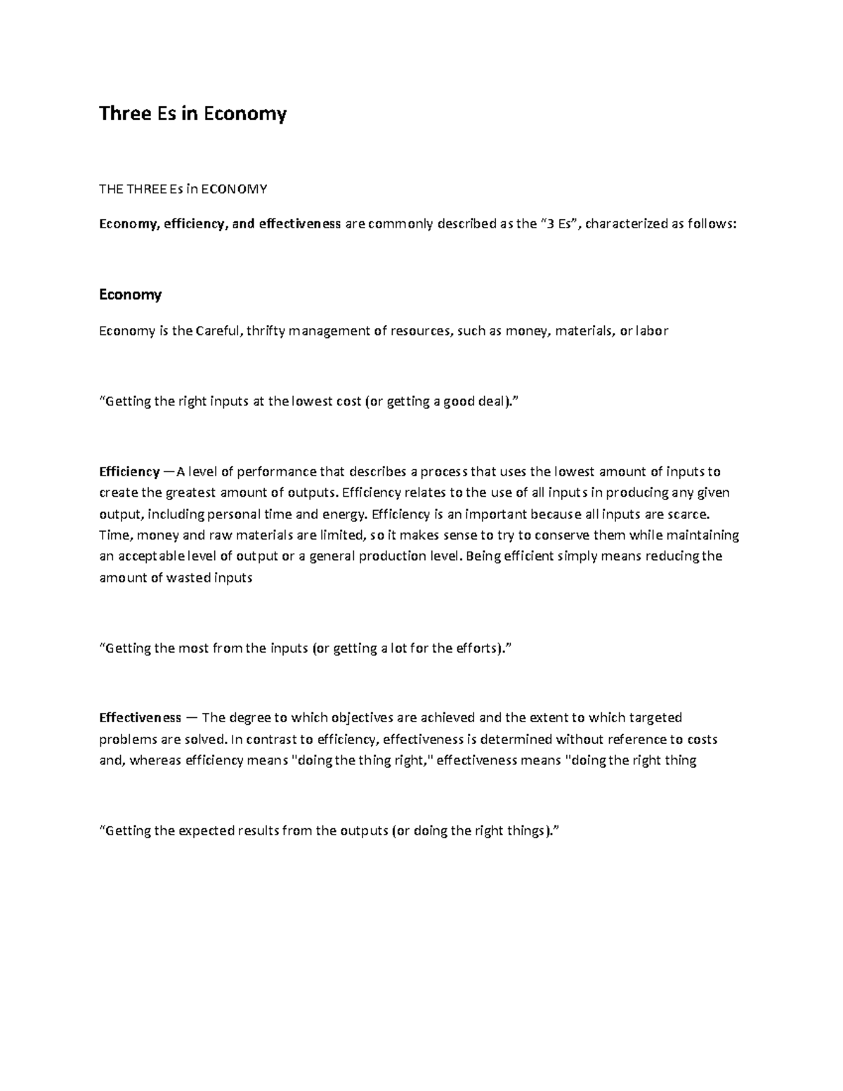 Three Es in Economics: Economy, Efficiency, and Effectiveness Explained ...