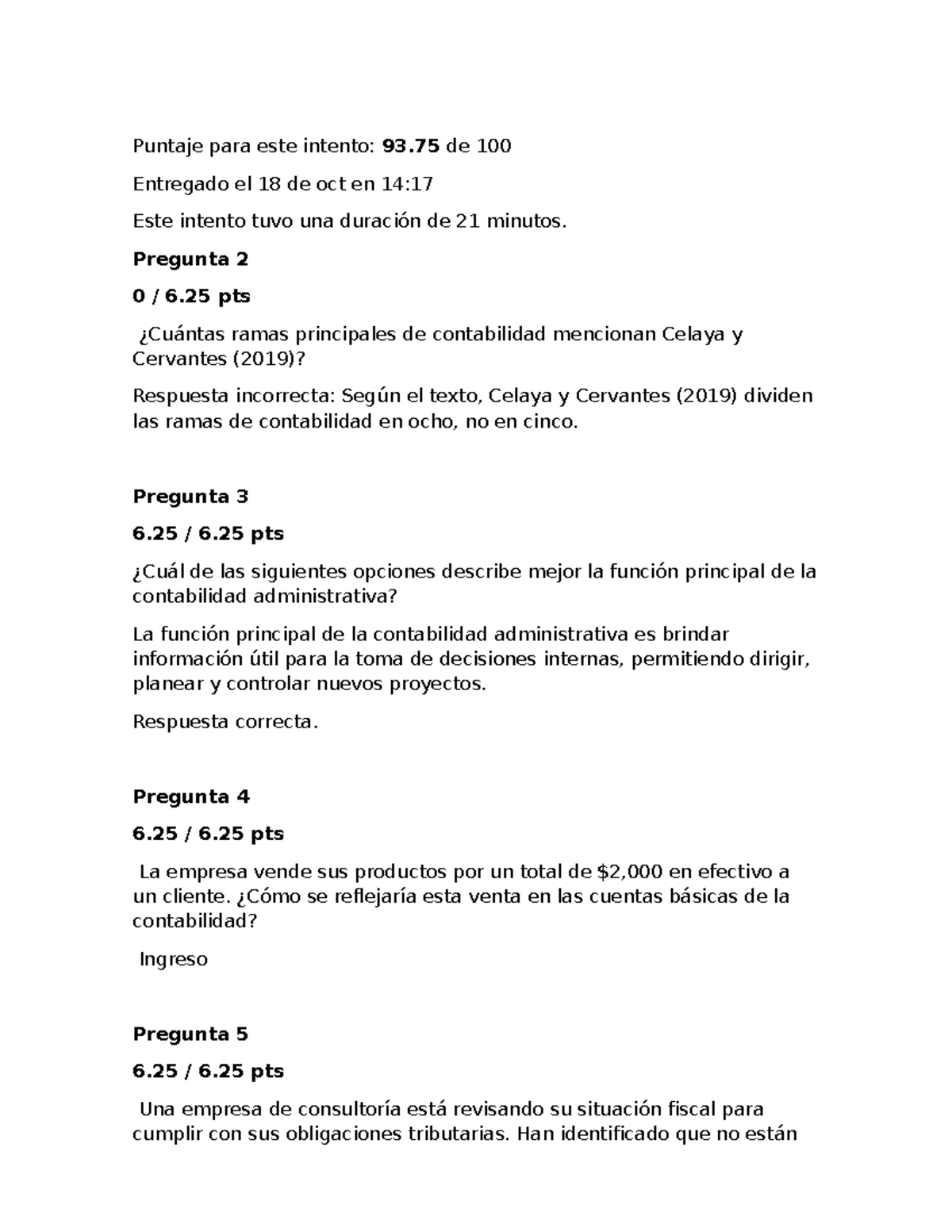 Examen 1 de Contabilidad - Puntaje 93/100 y Respuestas Correctas - Studocu