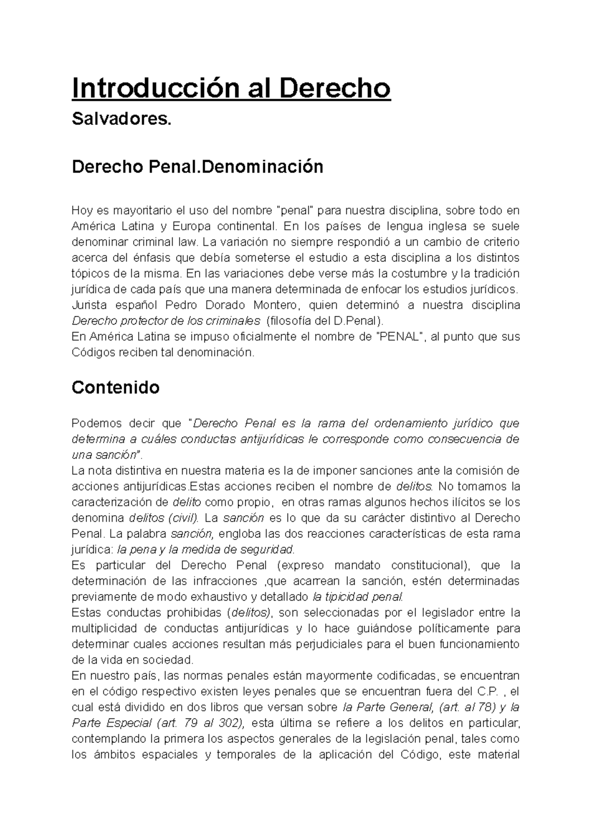 Introducción al Derecho - Introducción al Derecho Salvadores. Derecho ...