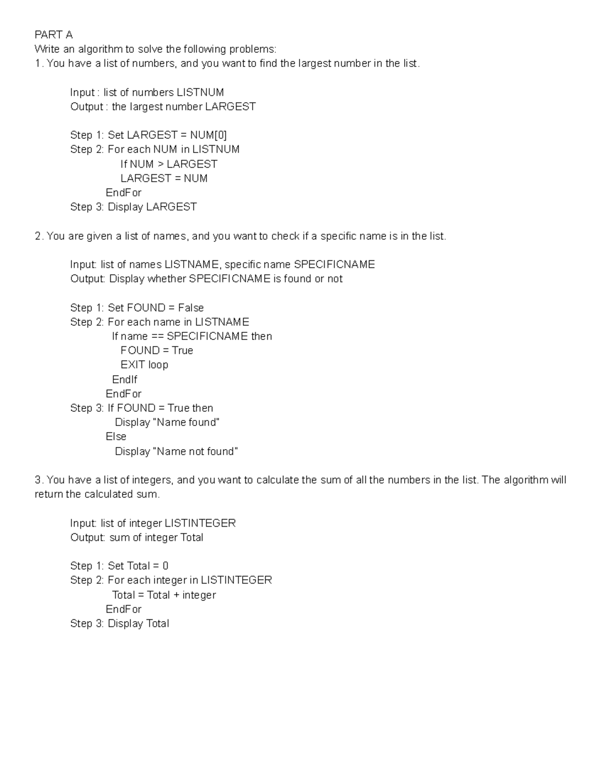 Algorithm Solutions for Tutorial 1 CSC645 - Studocu
