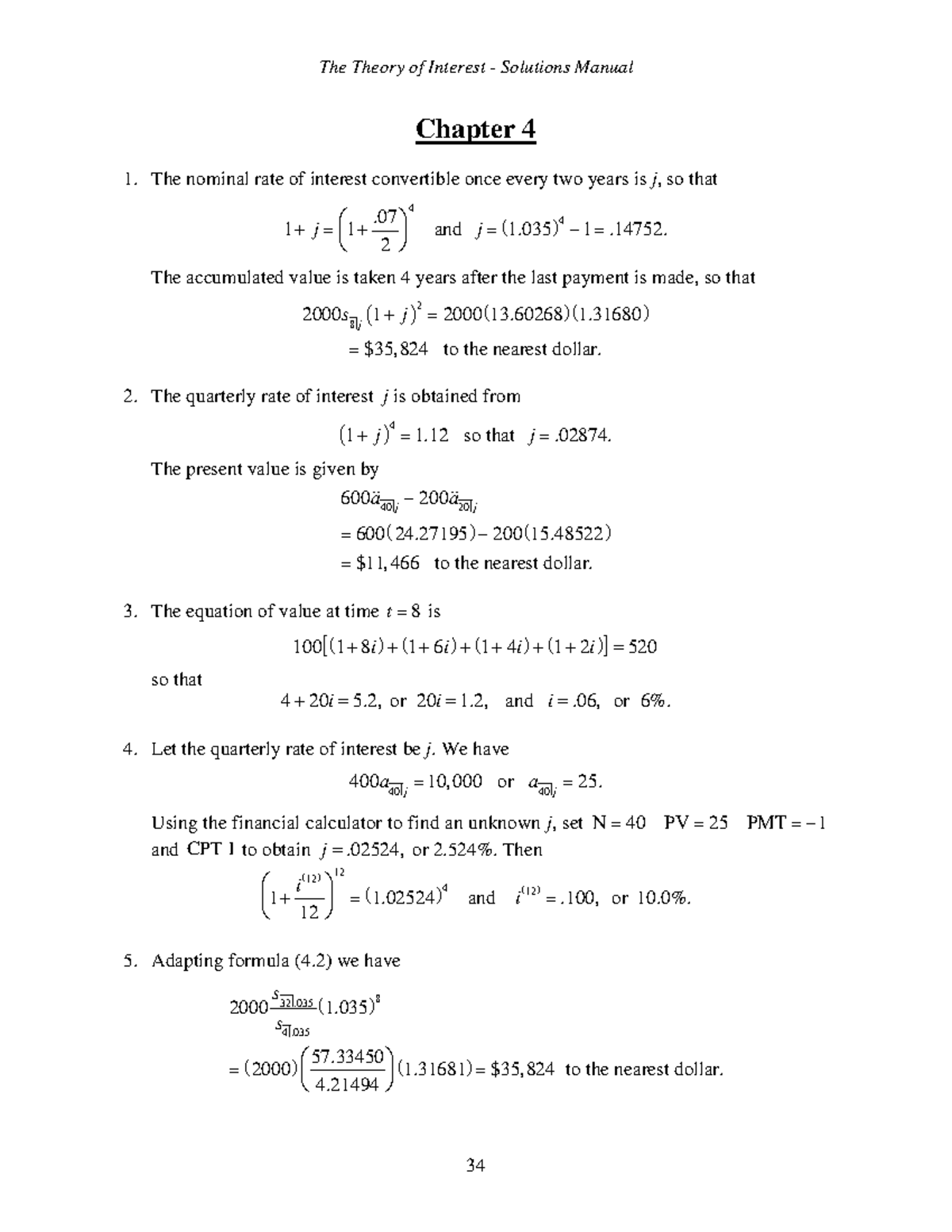 Chapter 004 - Solucionario - The Theory of Interest - Solutions Manual ...