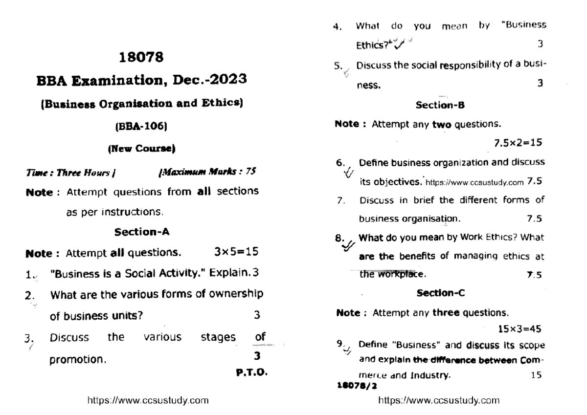 Bba 1 sem business organisation and ethics 18078 dec 2023 - 4. What do ...