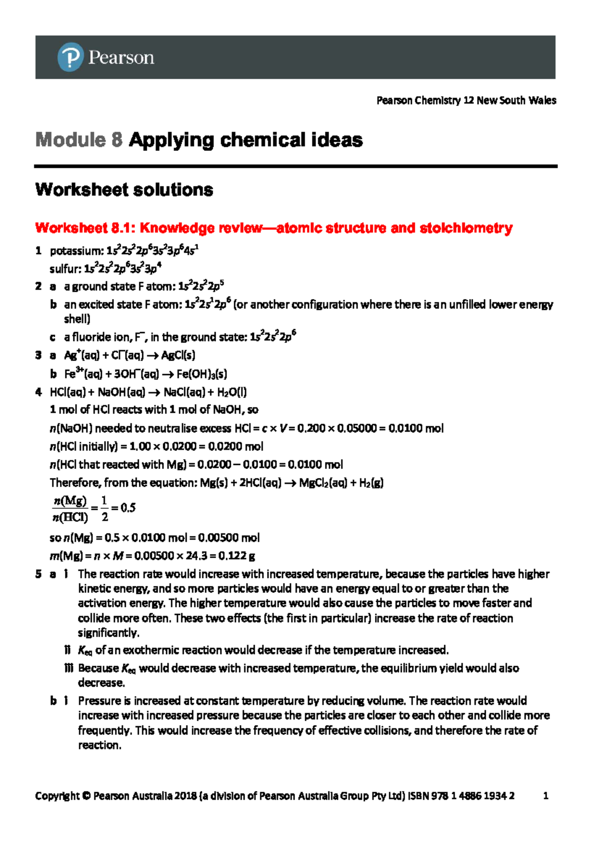 Module 8: Applying Chemical Ideas - Study Notes - Studocu