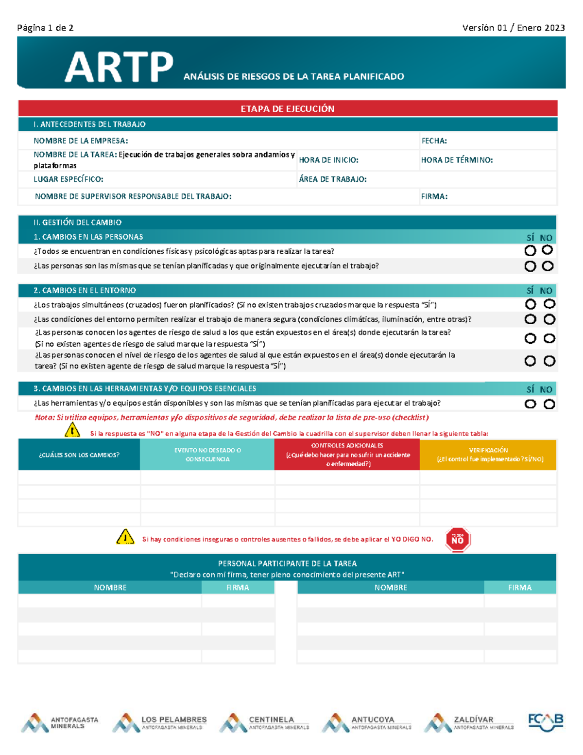 ARTP Trabajo en Altura - Ejecución y Gestión del Cambio - Studocu