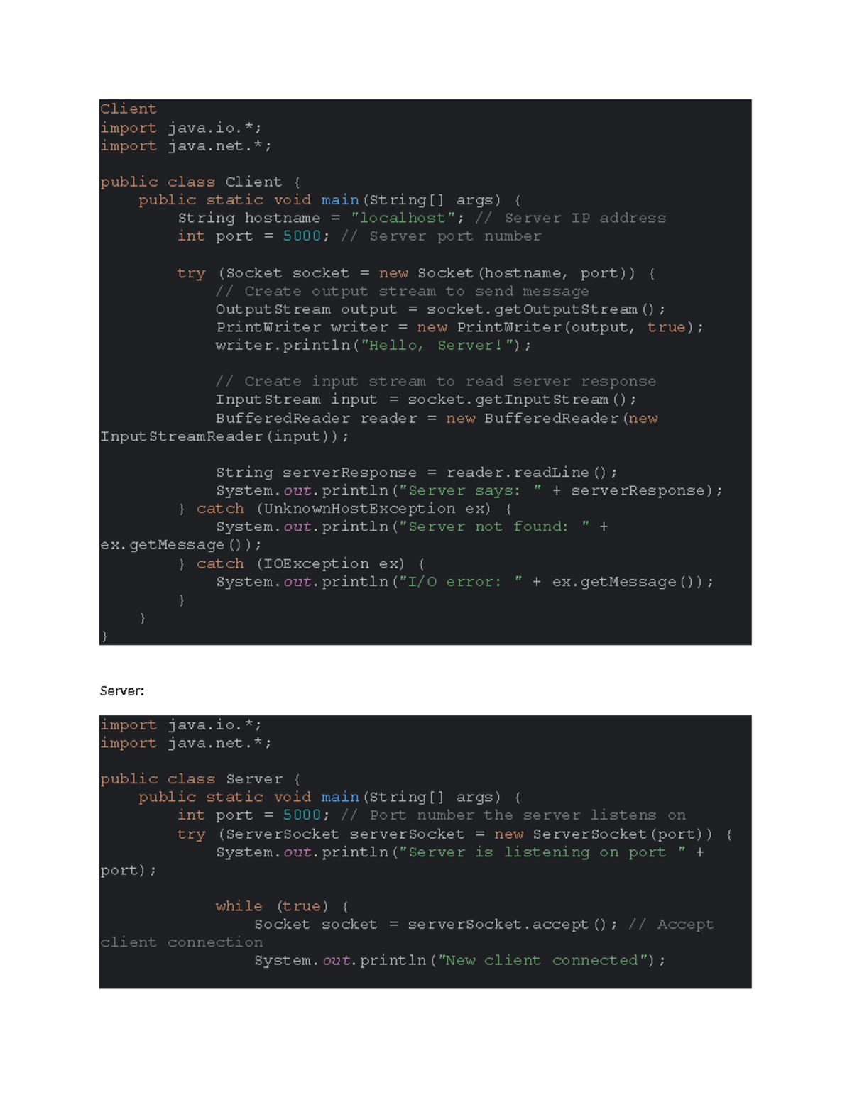 Socket Programming Lab: Client-Server Communication in Java - Studocu